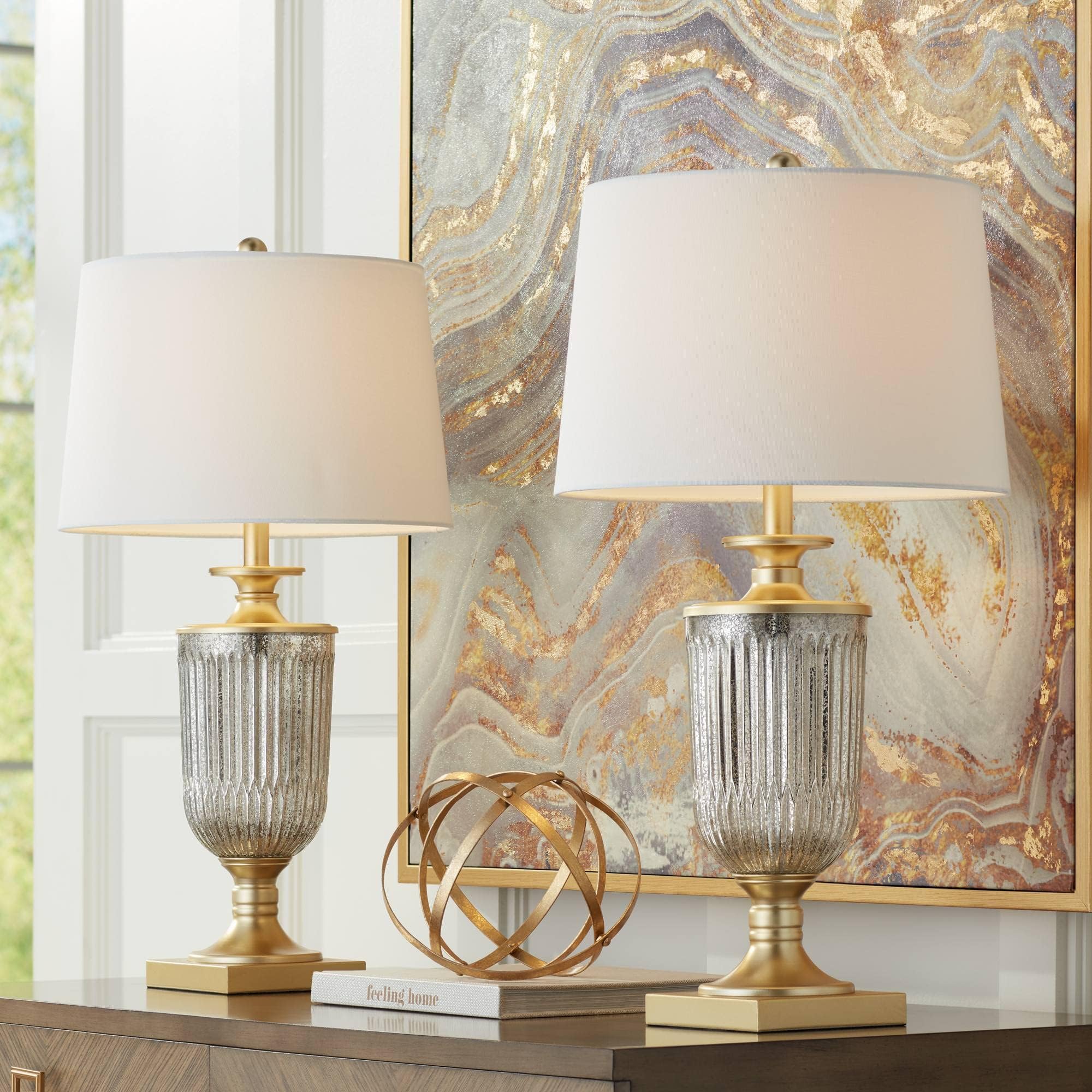 Regency Hill Dawn Traditional Glam Style Table Lamps 28.5" Tall Set of ...