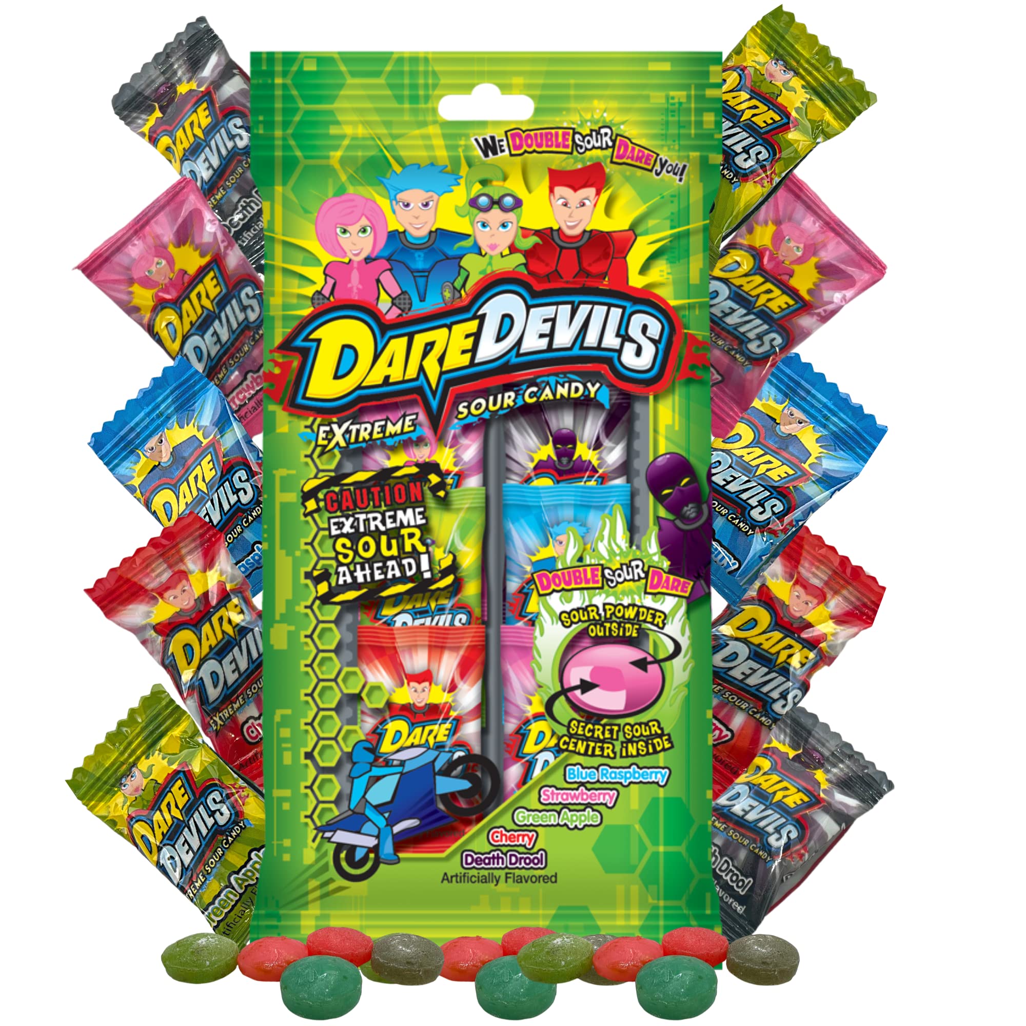 Buy Individually Wrapped Extreme Sour Candies, Retro Superhero Party ...