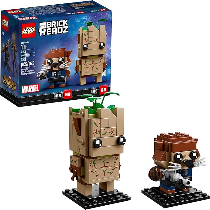 Amazon.com: LEGO BrickHeadz Groot & Rocket Building Kit, Multicolor ...
