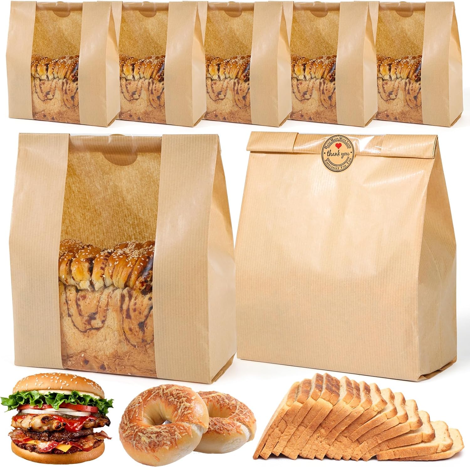 Amazon.com: 70 Pcs Bread Bags for Homemade Bread With Window Sourdough ...