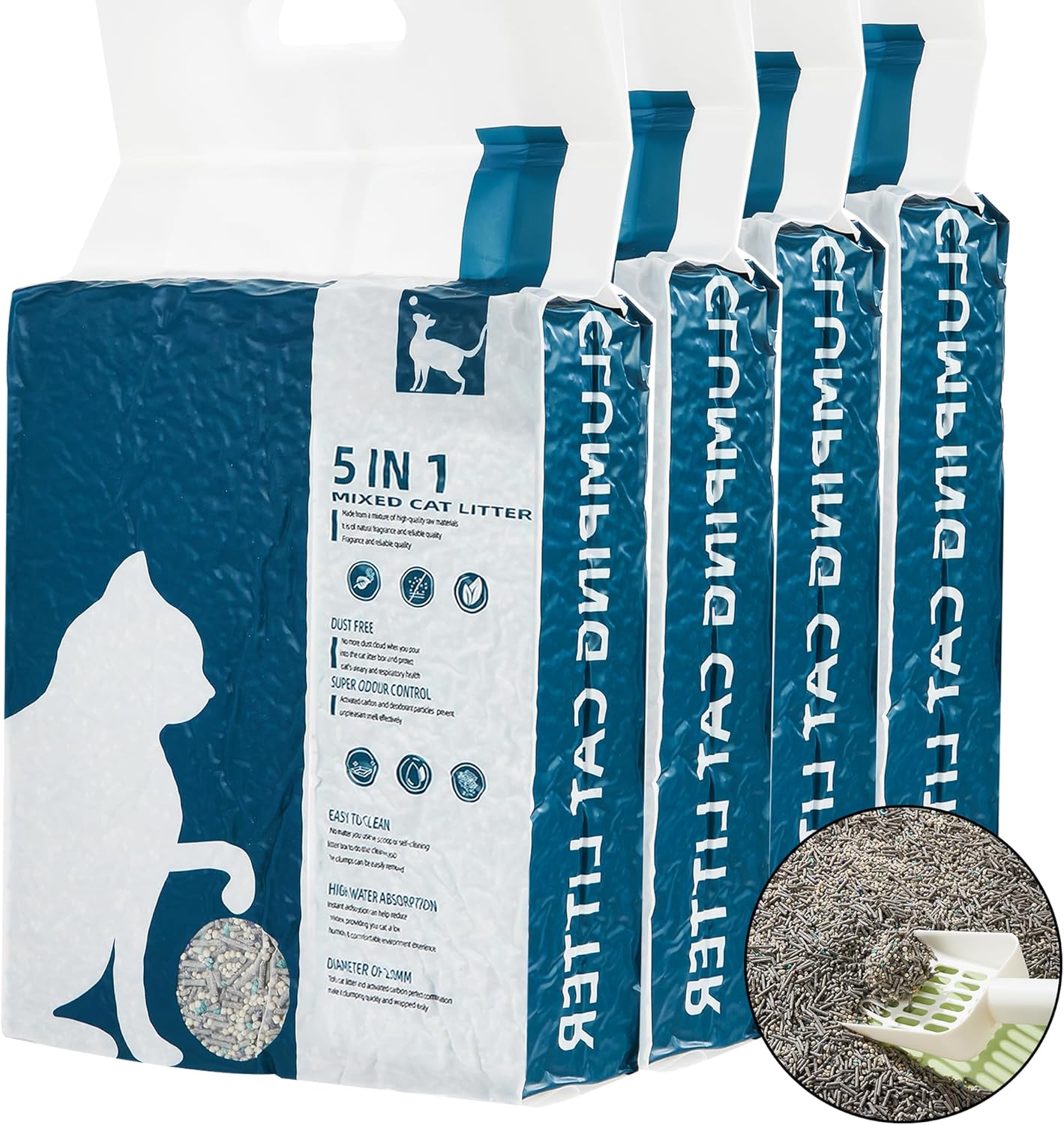 Amazon.com : 5 in 1 Mixed Cat Litter Quick Clumping Super Odor Control ...