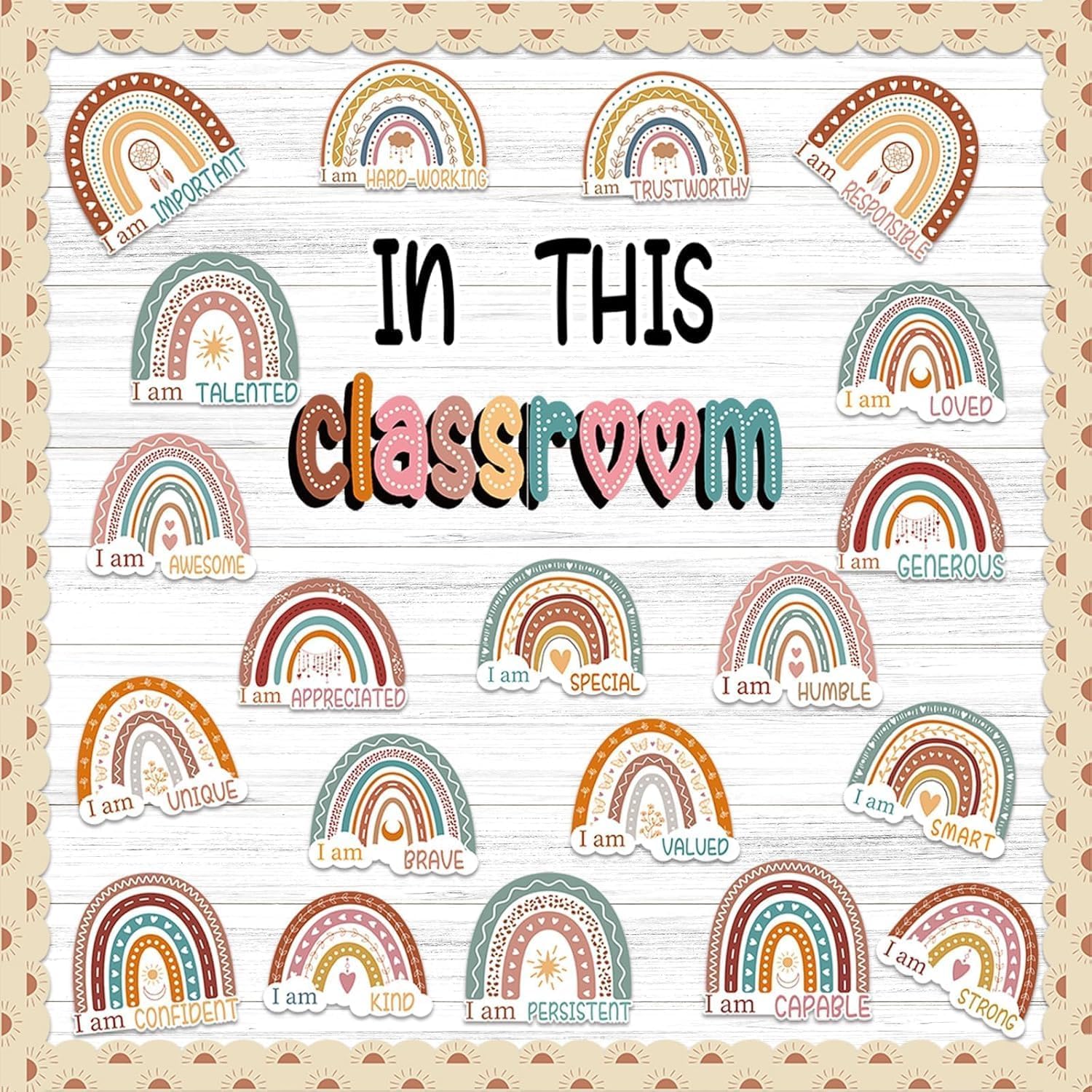 Snapklik.com : Bulletin Board Decorations, Boho Classroom Decor Set, 43 ...