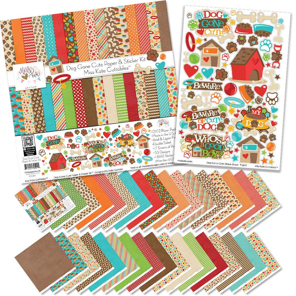 Amazon.com: Miss Kate Cuttables Paper & Sticker Kit - Dog Gone Cute ...