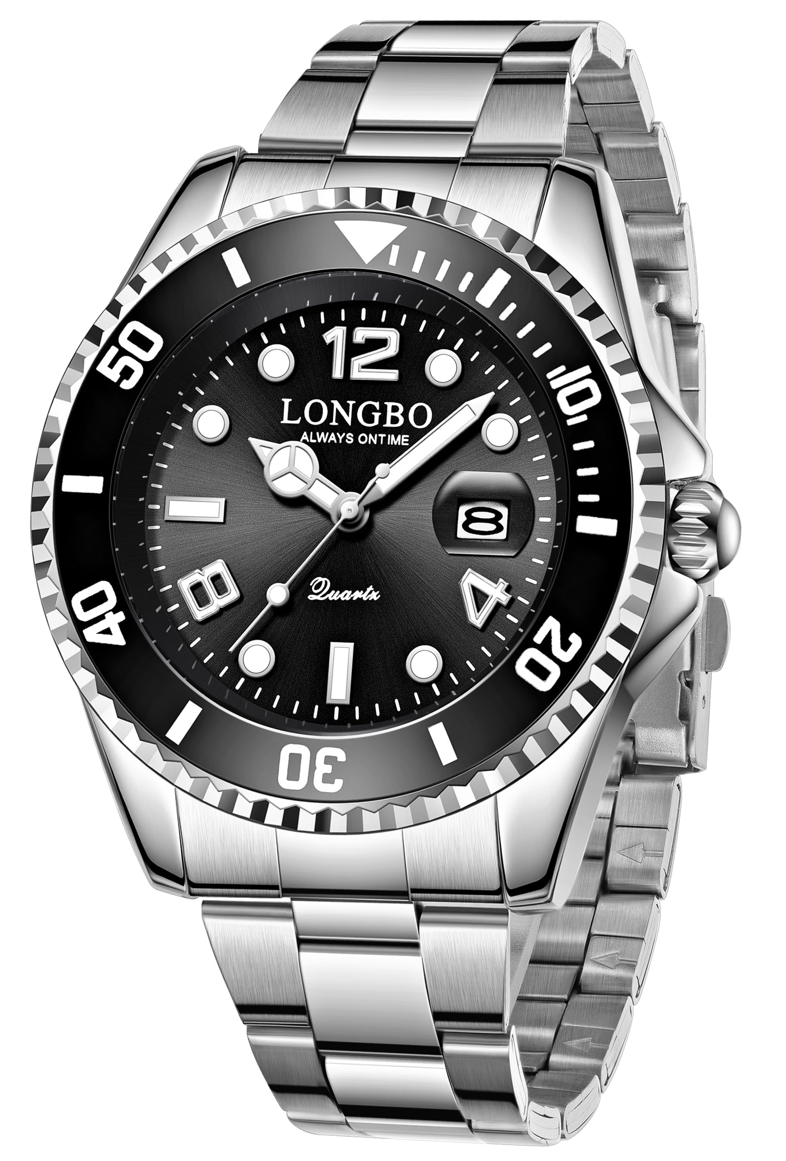 LONGBO Master Royale Analog Watch For Men (Silver-Black, Stainless ...
