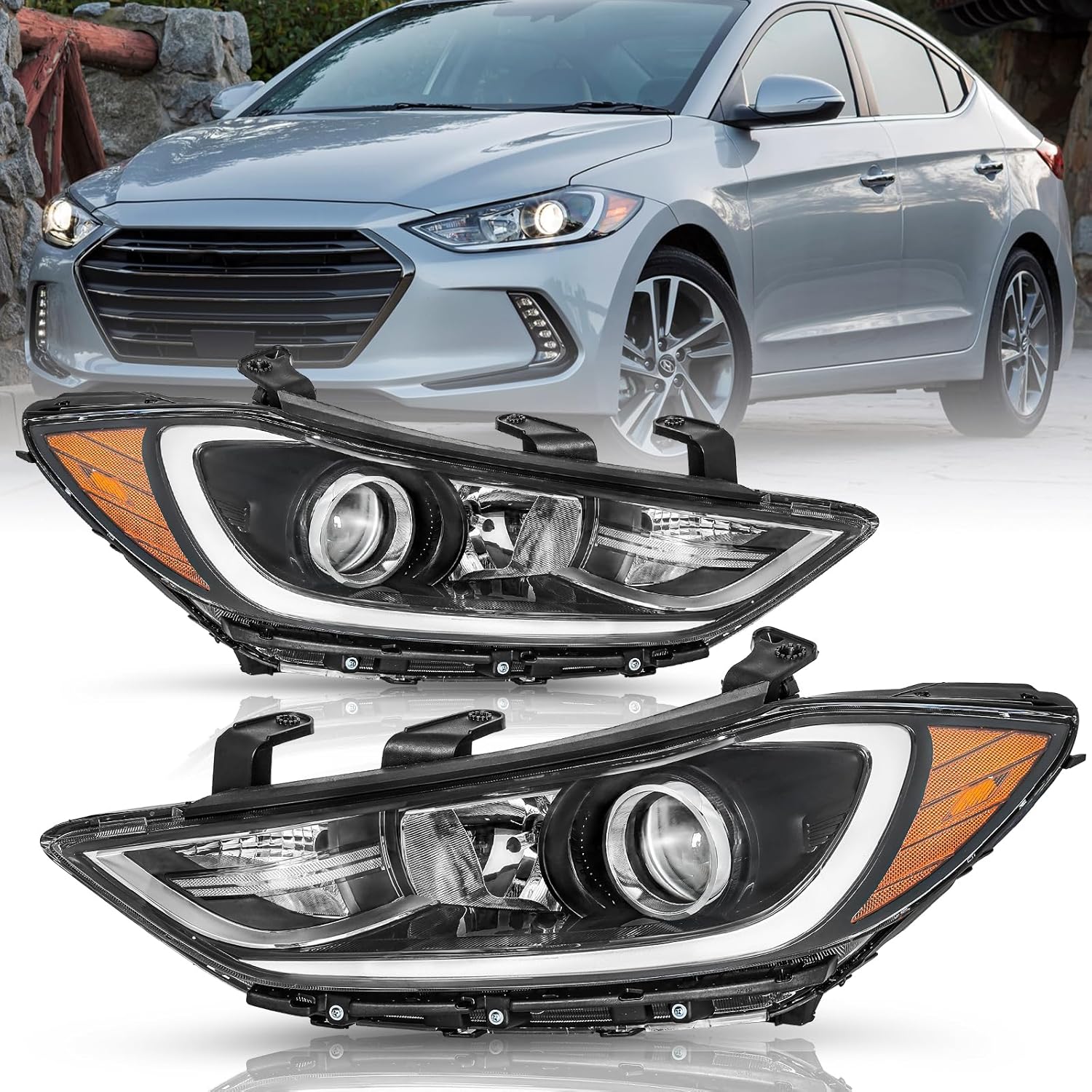 Amazon.com: TUSDAR Fits For 2017 2018 Hyundai Elantra without DRL ...
