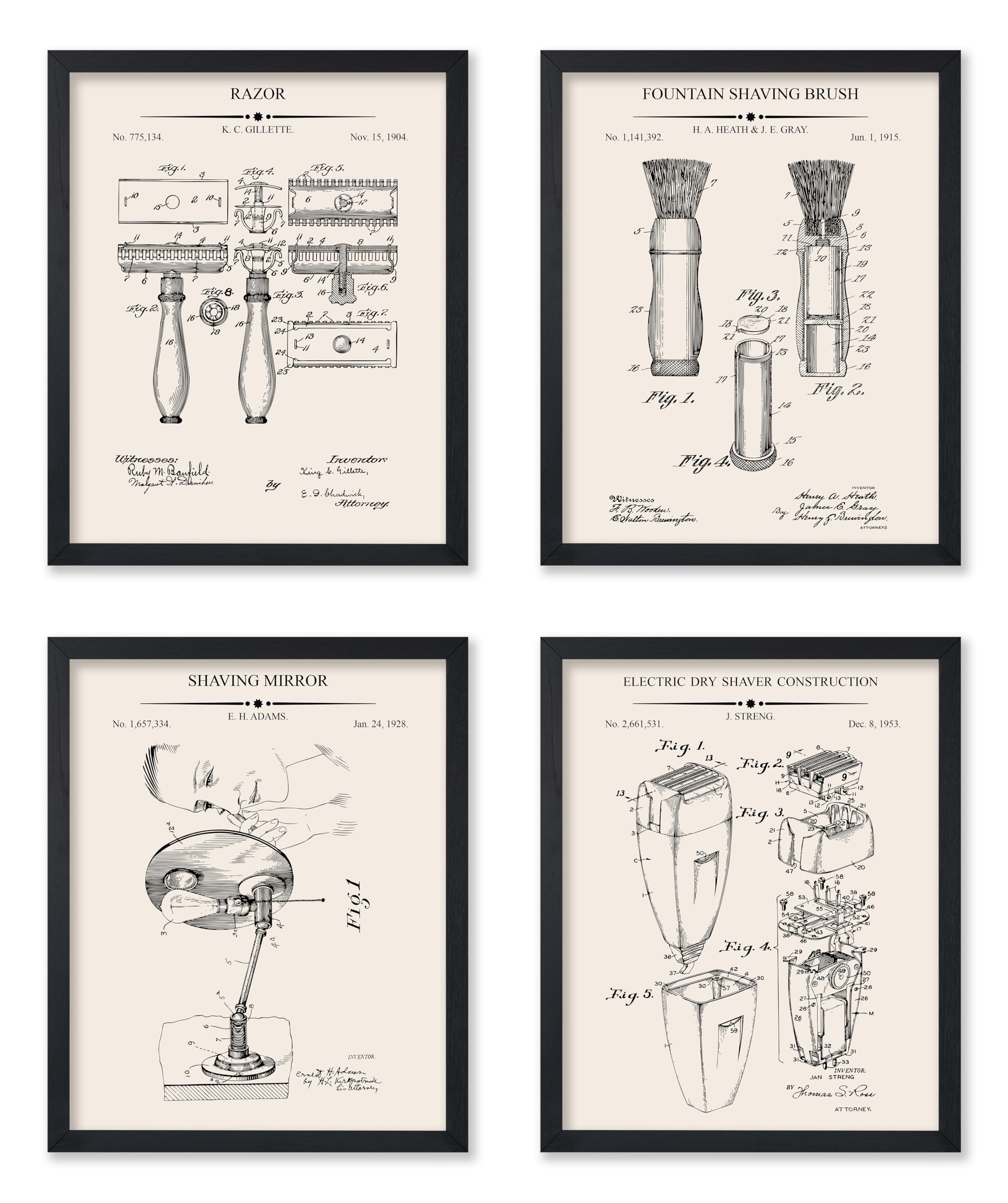 Amazon.com: Poster Master 4-Piece Shaving Blueprint Poster - Razor ...
