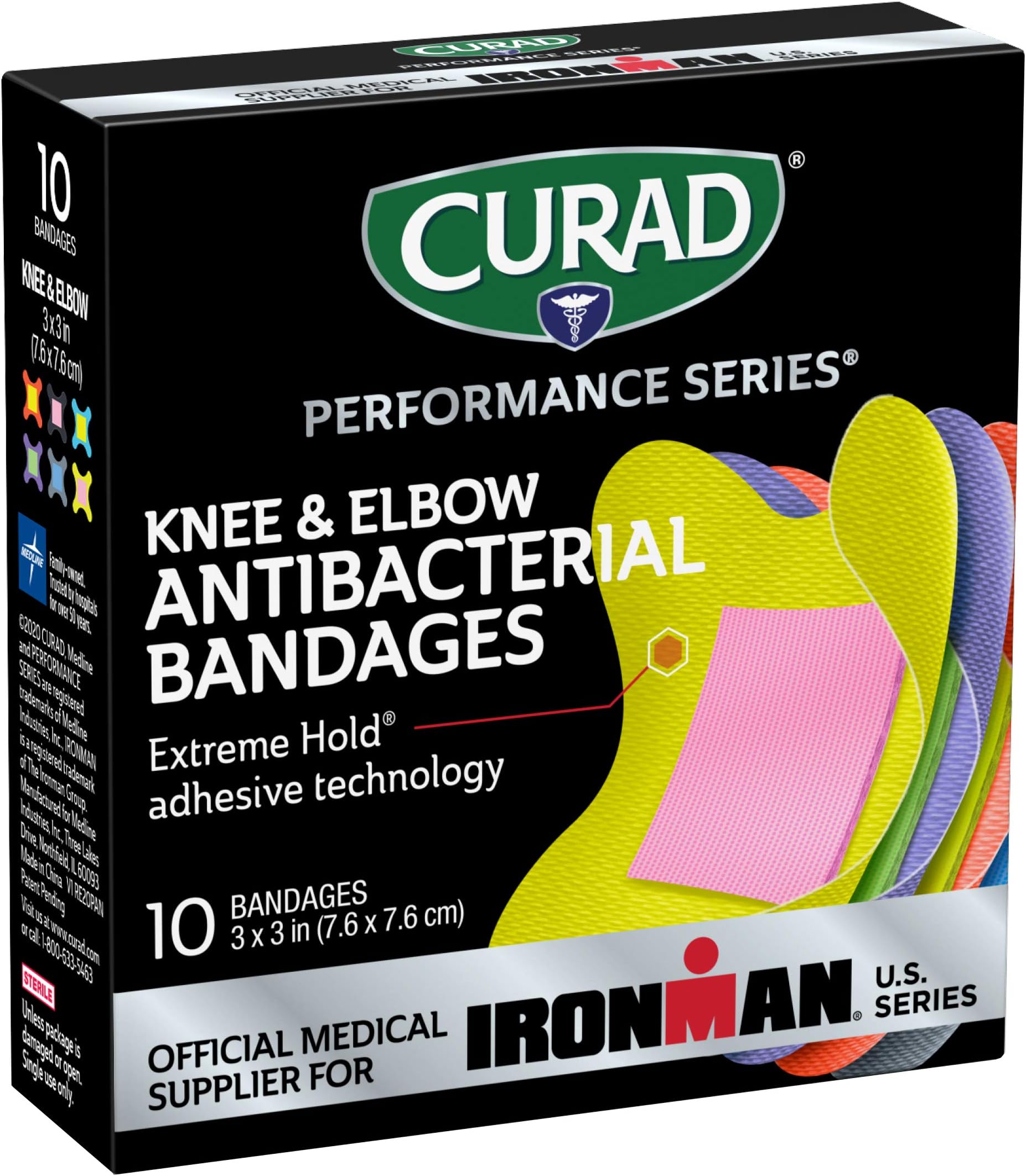 Amazon.com: CURAD Performance Series IRONMAN Antibacterial Bandages ...