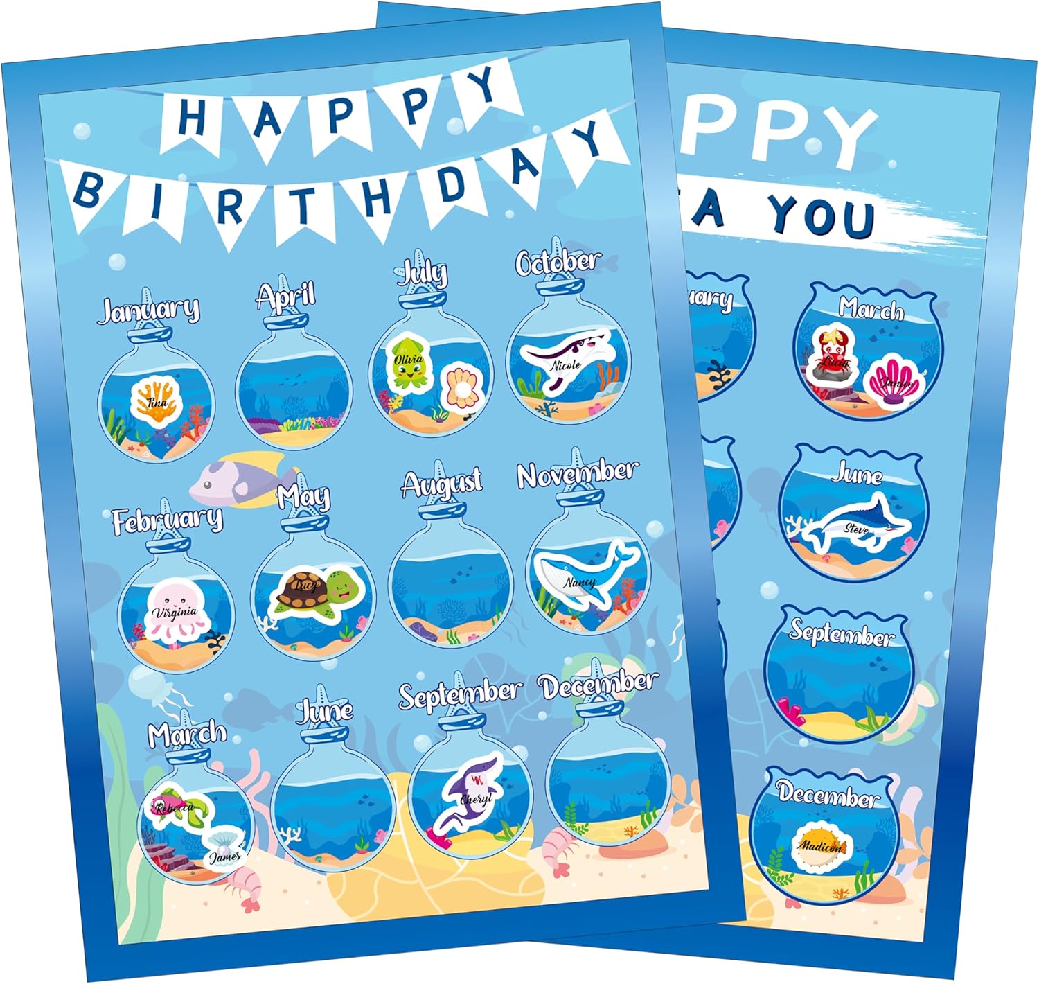Amazon.com: BeYumi Sea Animal Birthday Chart - 5Pcs Sea Animal Birthday ...