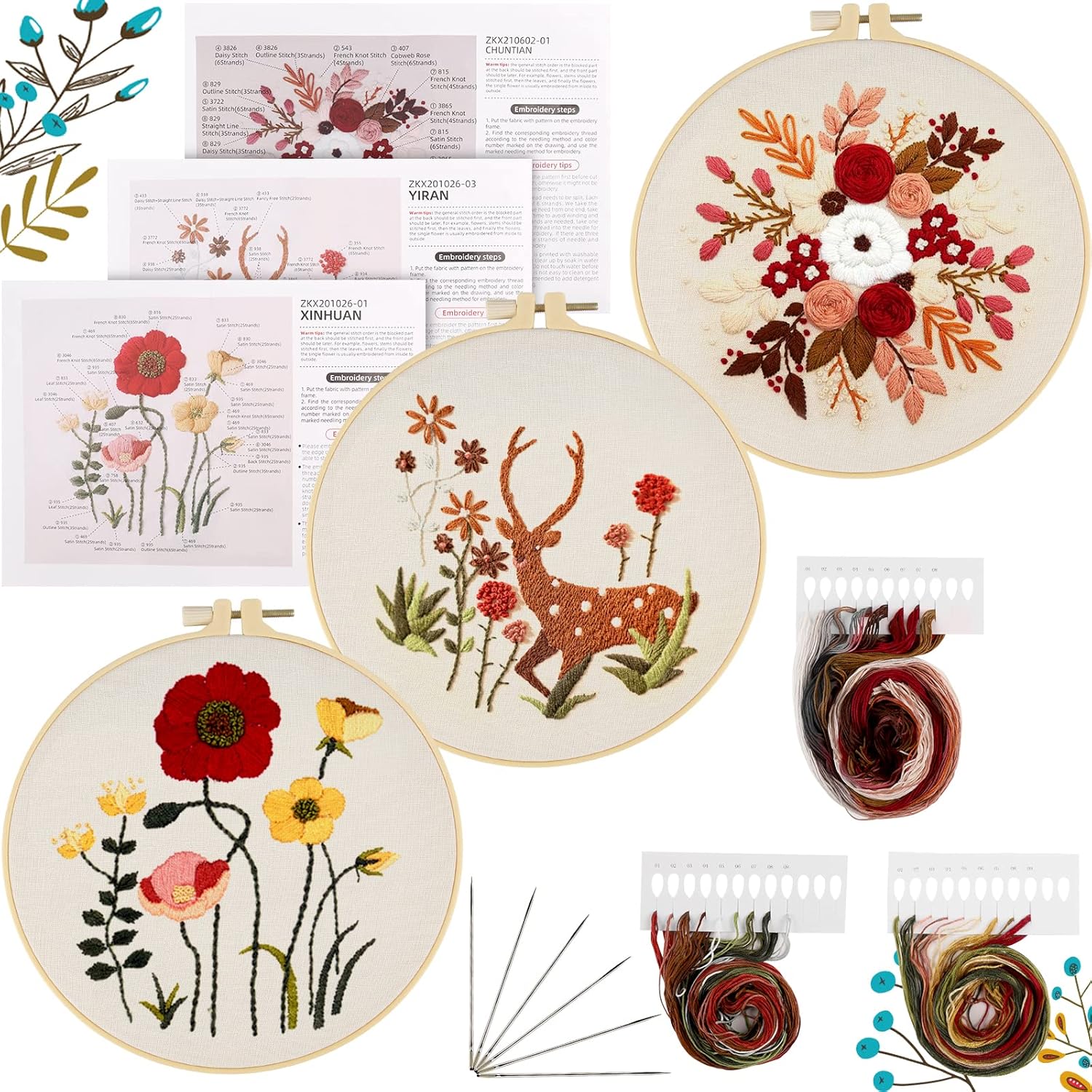 Anfänger Stickerei Set Comius Sharp 3 Stück Handmade Embroidery Starter ...