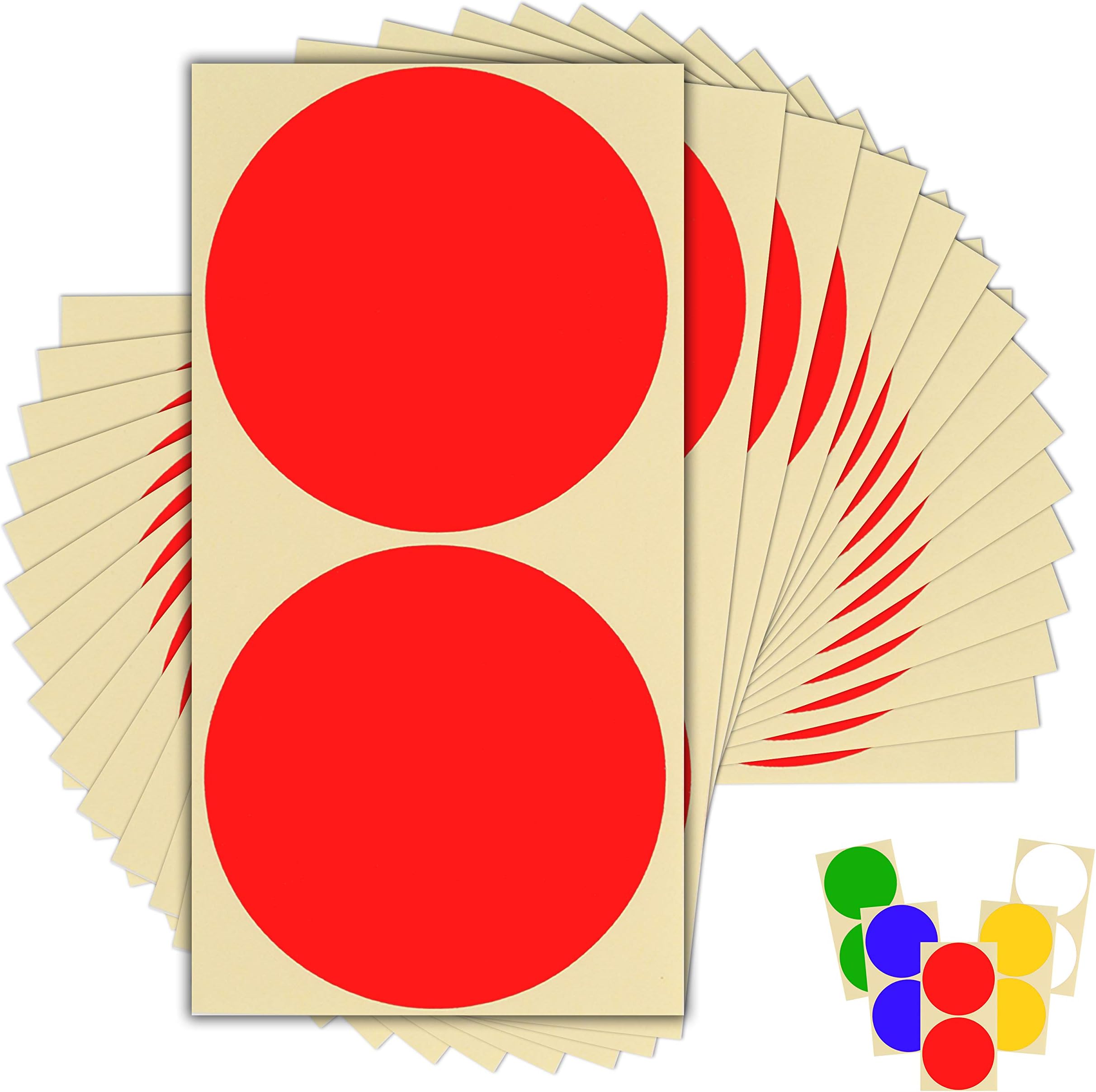 30 x Red Sticky Dots - 100mm 4 Inch - Round Colour Coding Dot Stickers ...