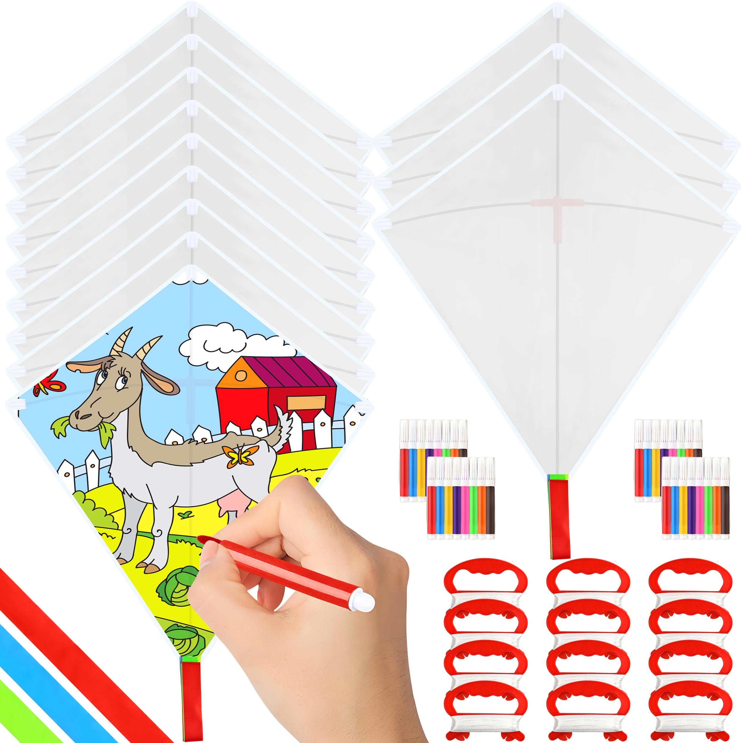 Amazon.com: 12 Pack DIY Kites Blank Diamond Kite White Kite Making Kit ...