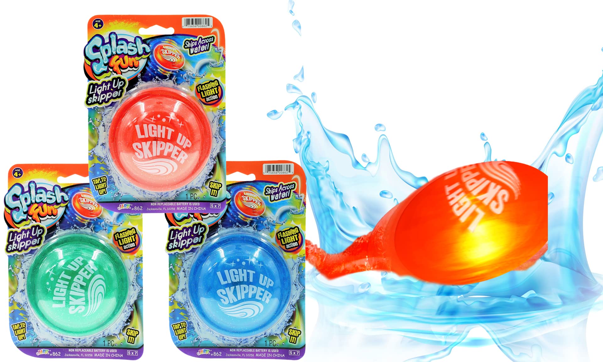 Amazon.com: JA-RU Light Up Water Skipper Disc (3 Disc Toys) Skip Ball ...