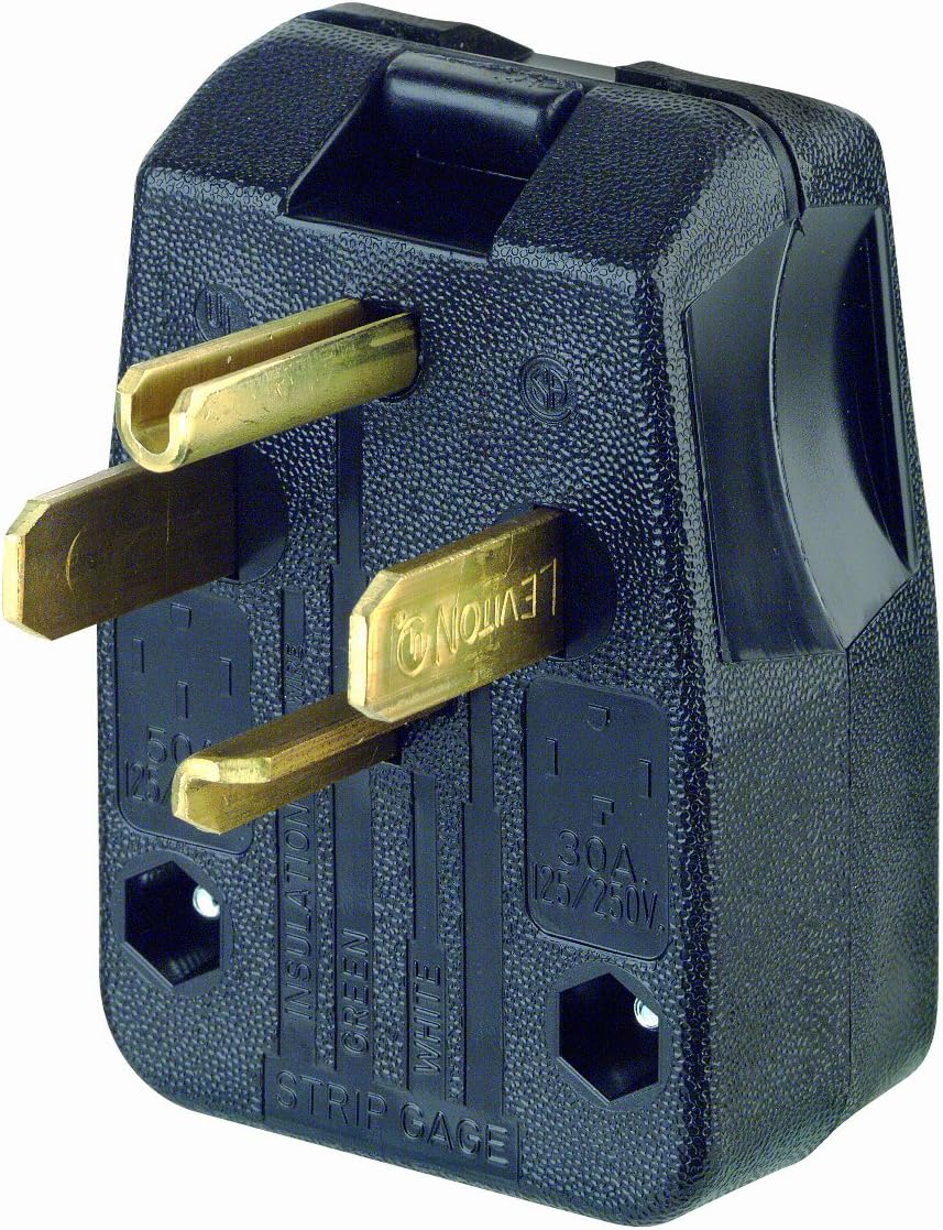 Amazon.com: Leviton 275-T Dual Power Straight Blade Angle Plug, 125/250 ...