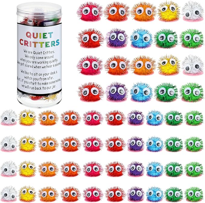 Amazon.com: WinnerWhy 50 Pcs 1'' Multicolor Pom Poms Critters with ...