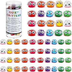 Amazon.com: WinnerWhy 50 Pcs 1'' Multicolor Pom Poms Critters with ...