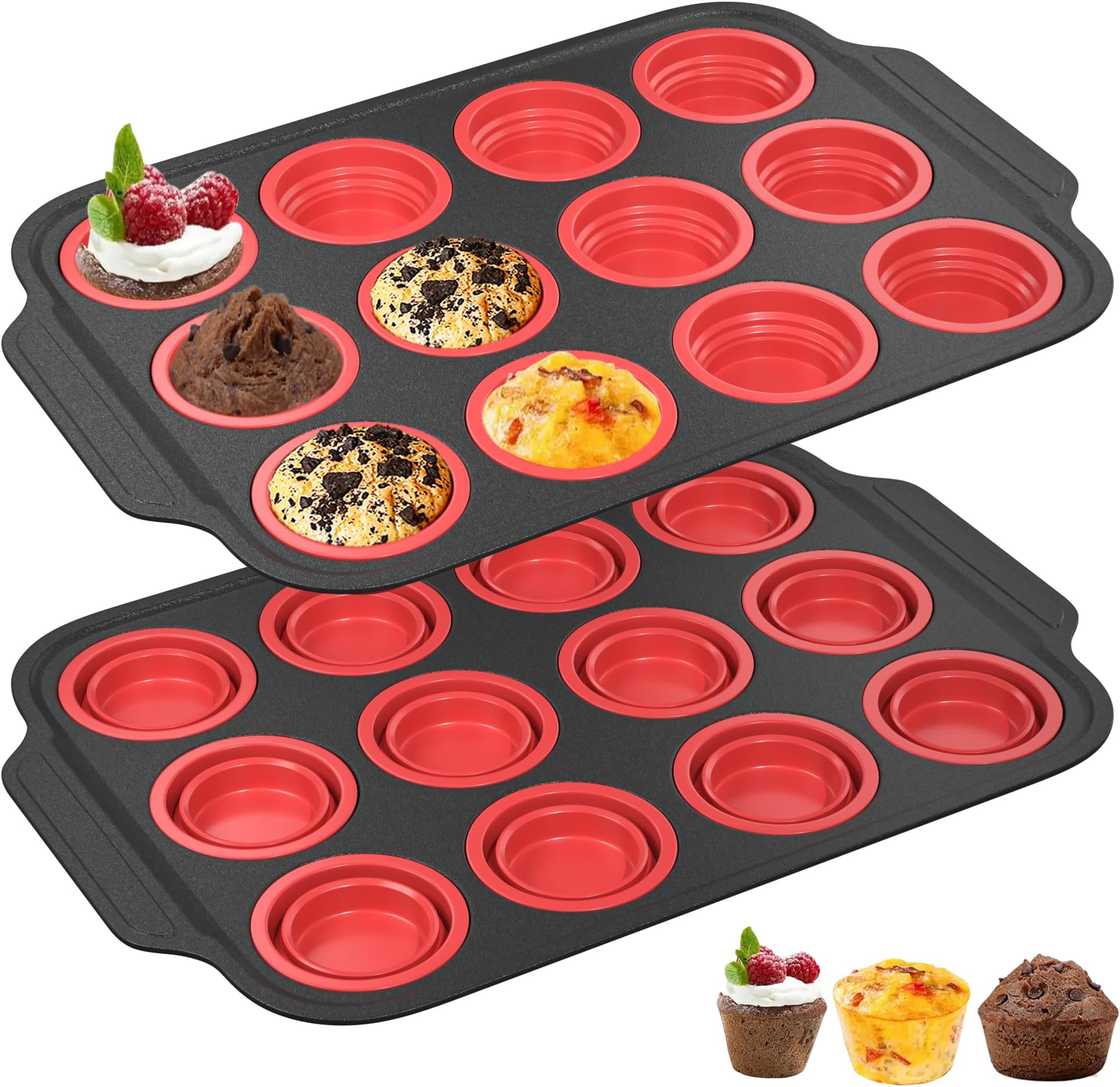 Amazon.com: SW FUTURE [2 Pack] Silicone Muffin Pan with Metal Frame ...