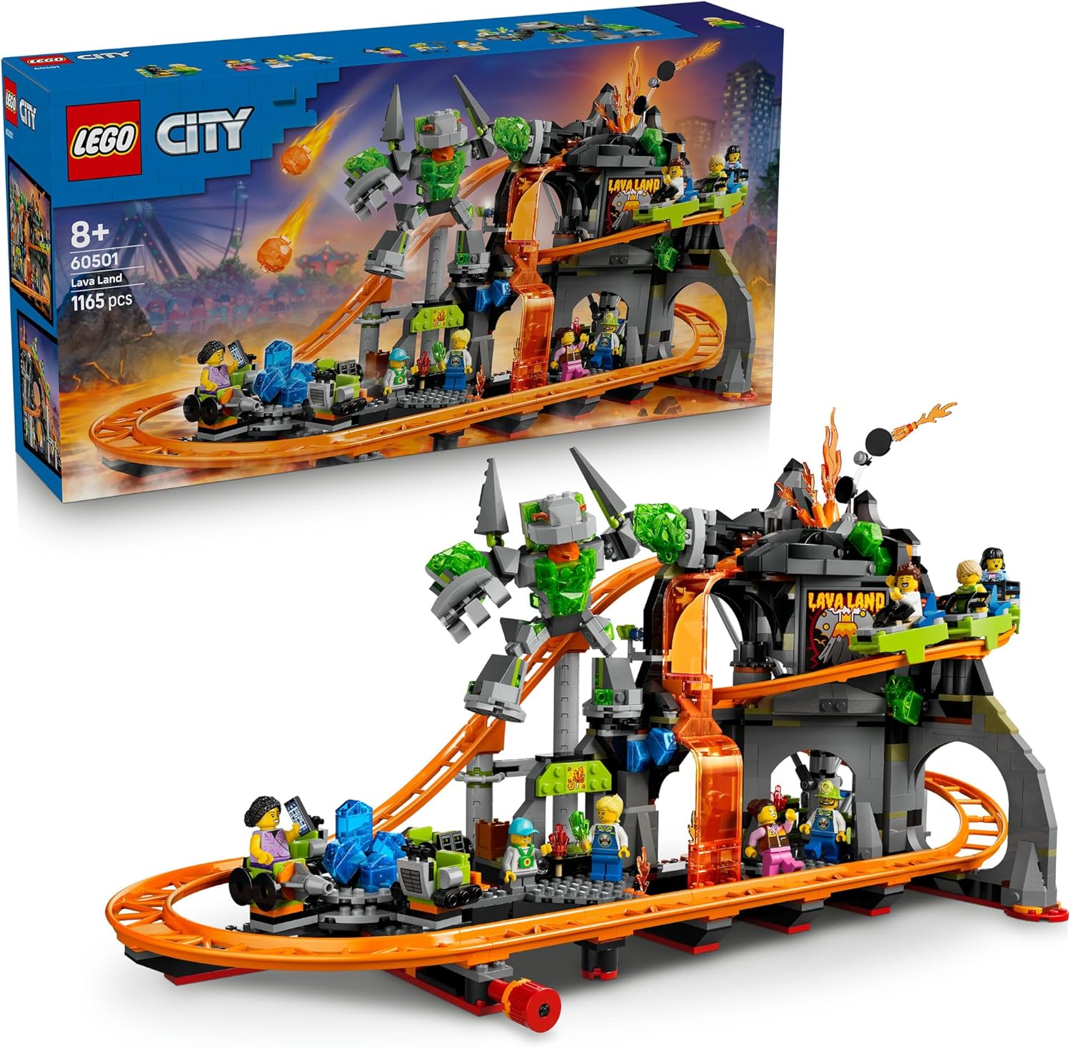 LEGO® City Lava Land Roller Coaster Park 60501 Toy Building Set for ...
