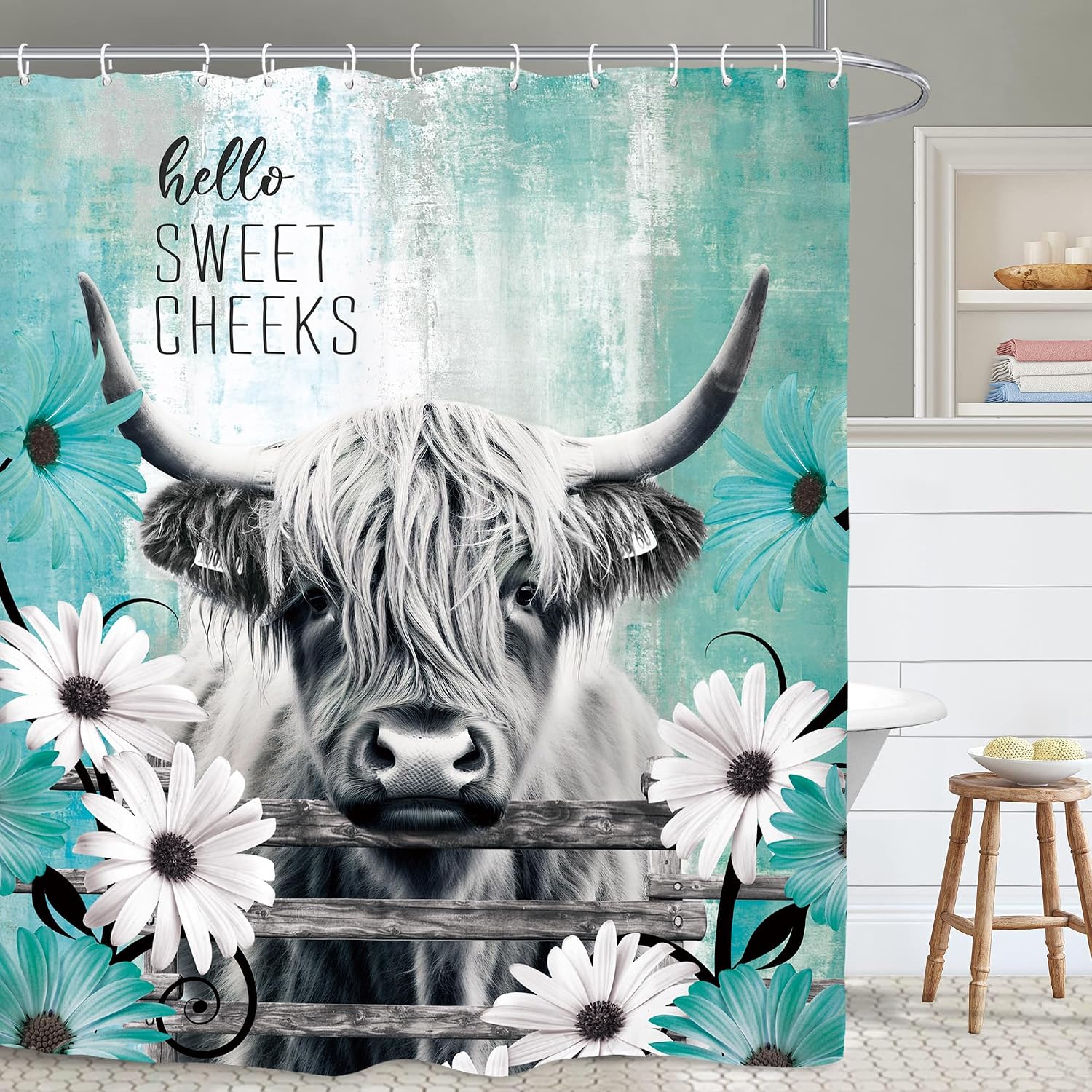 Amazon.com: Yookeb Highland Cow Bull Bathroom Shower Curtain 60W by 71H ...