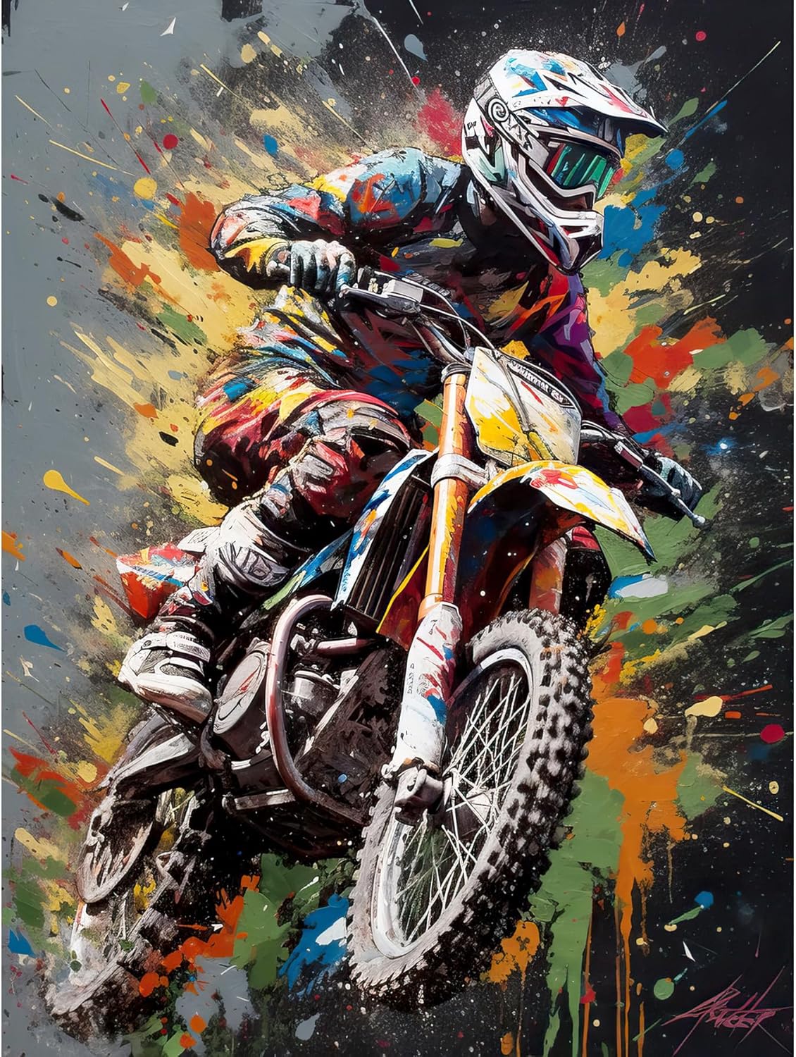Amazon.com: Artery8 Dirt Bike Sport Splatter Paint Motocross Rider ...