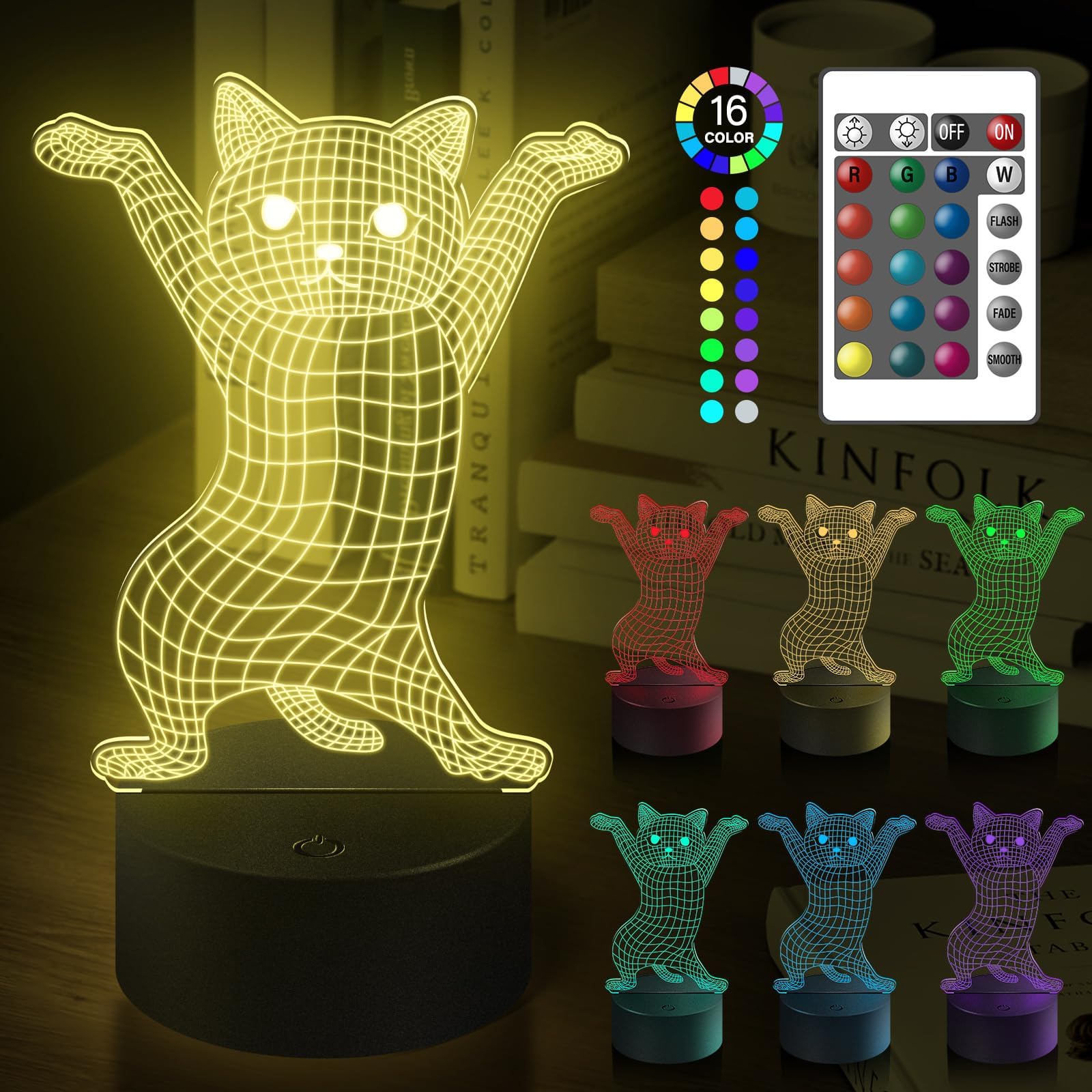 Elsent Cute Cats Theme Night Light Projector with 10H Timer, RGBW LED ...