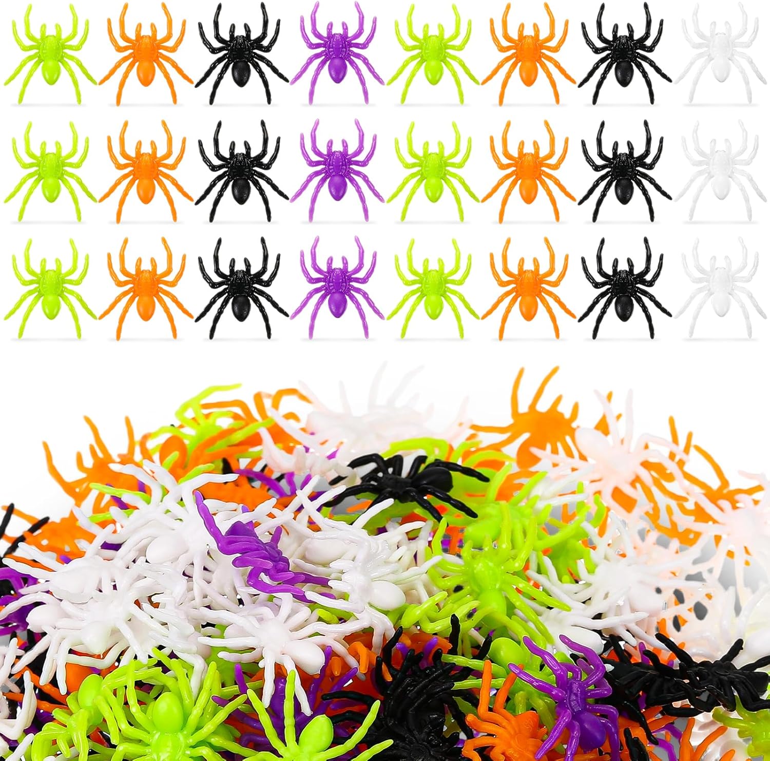 Amazon.com: Poen 300 Pcs Halloween Mini Plastic Spiders Realistic Small ...