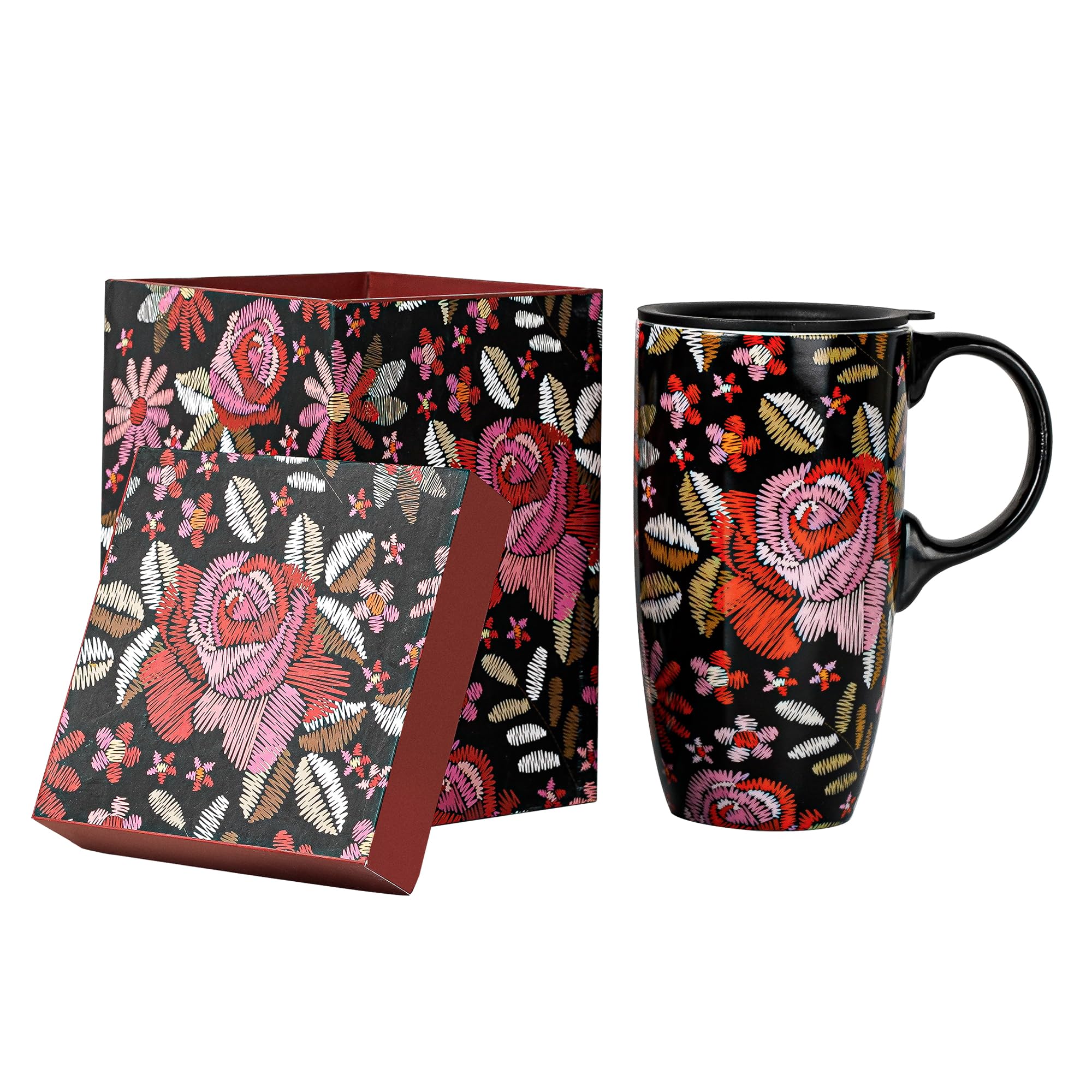 Amazon.com | Topadorn Ceramic Coffee Mug Travel Cup Gift with Lid 17oz ...