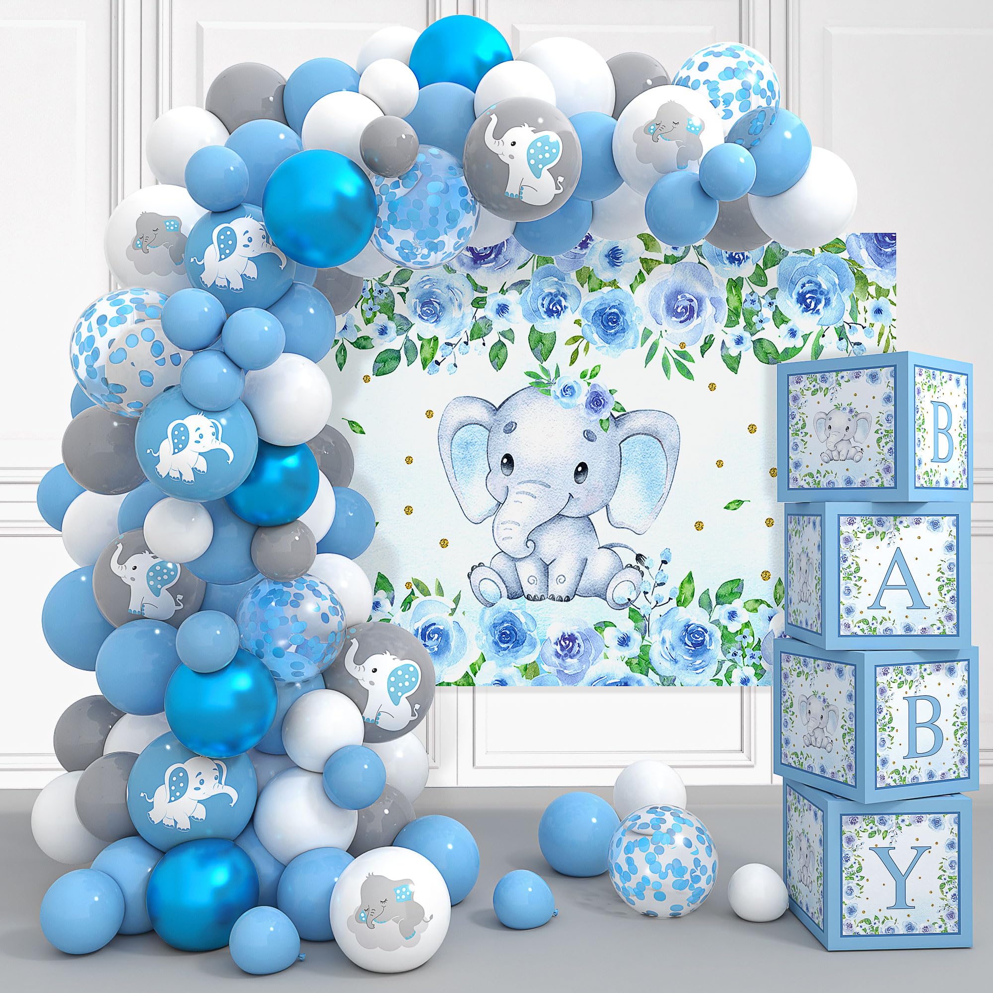 Amazon.com: Elephant Baby Shower Decorations for Boy Elephant Balloon ...