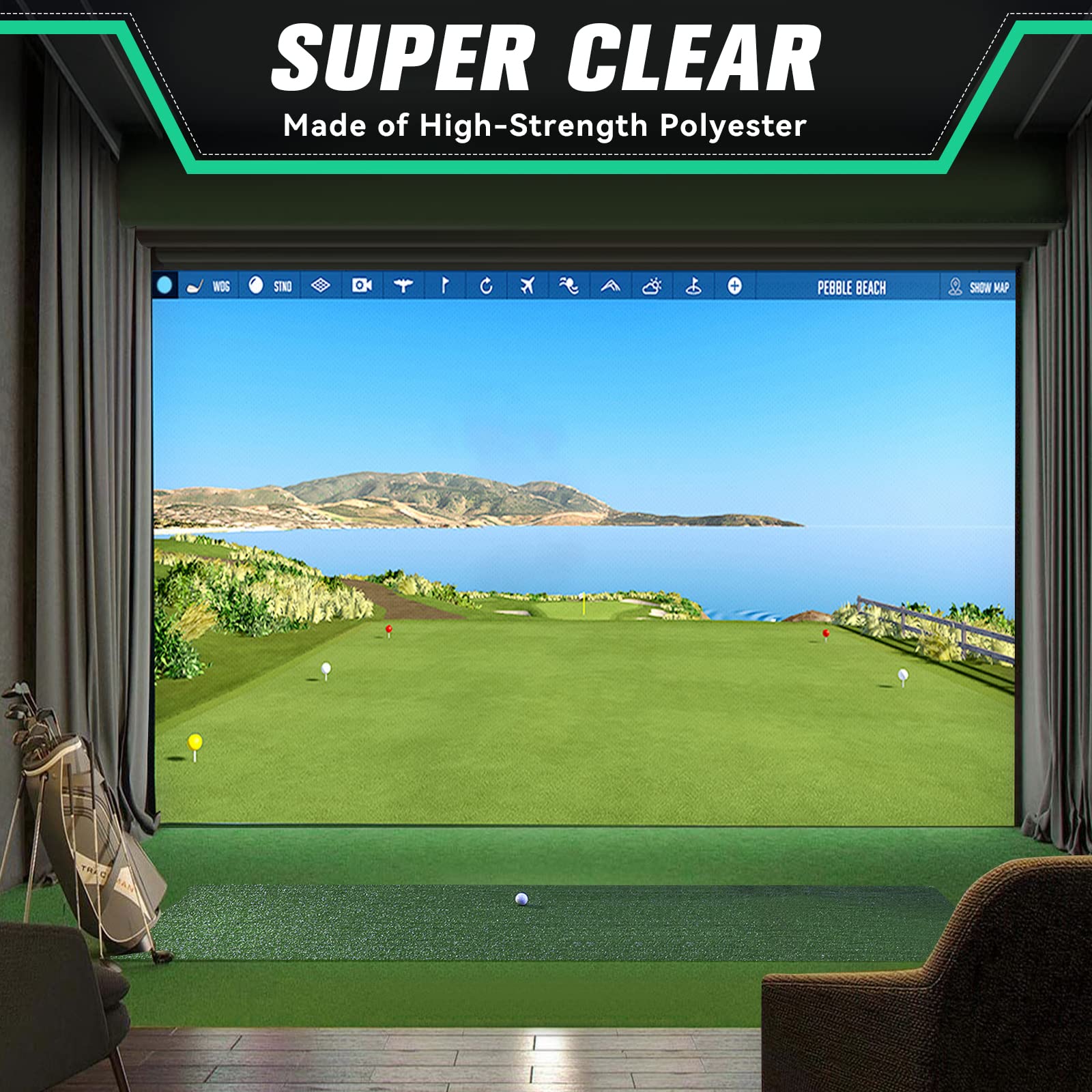aikeec Indoor Golf Simulator Impact Screen Display Projector Screen for ...