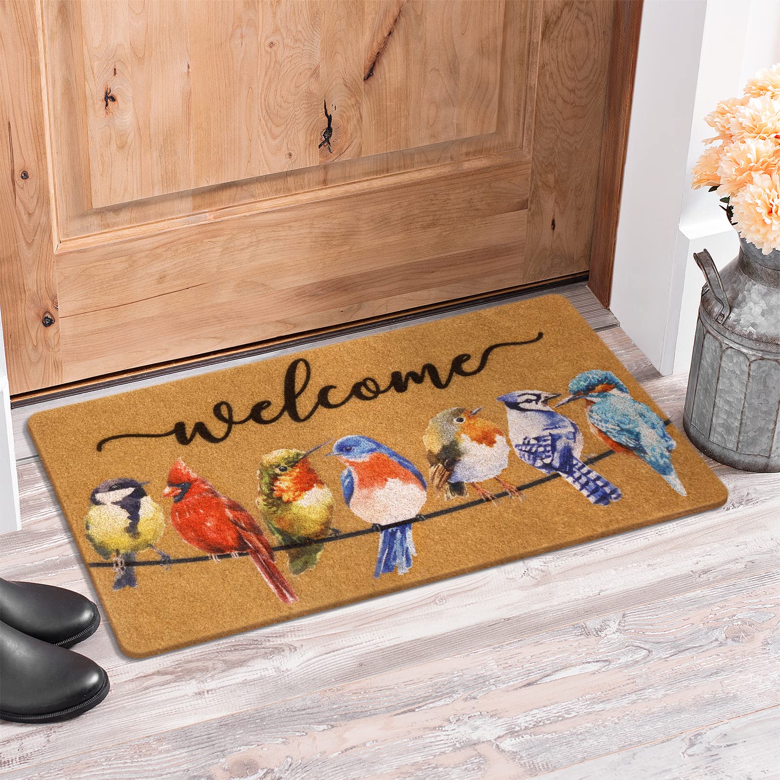 Birds On Wires Welcome Doormat, Durable Bird Welcome Rug Indoor Outdoor ...