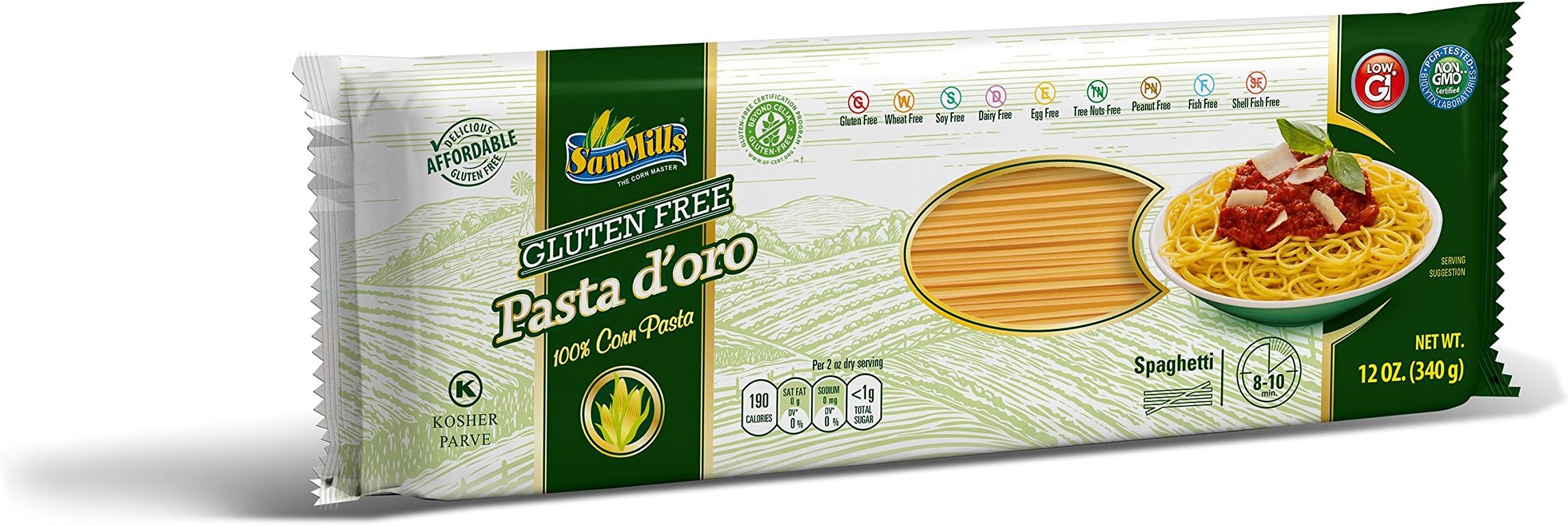 Amazon.com : Sam Mills Gluten Free Corn Pasta Spaghetti, 12 oz bag ...