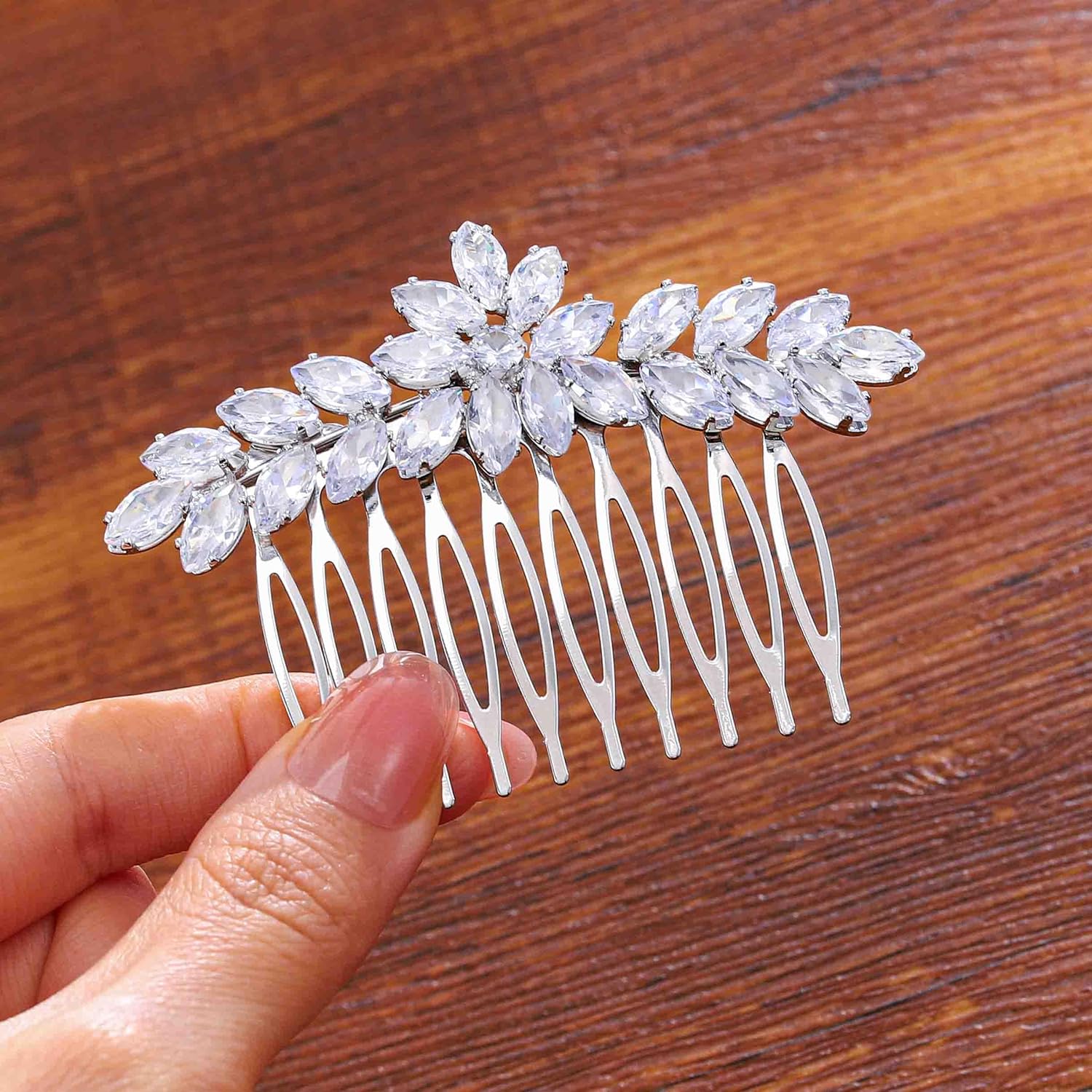 Amazon.com : Foyte Bridal Hair Comb Crystal Wedding Hair Combs Silver ...