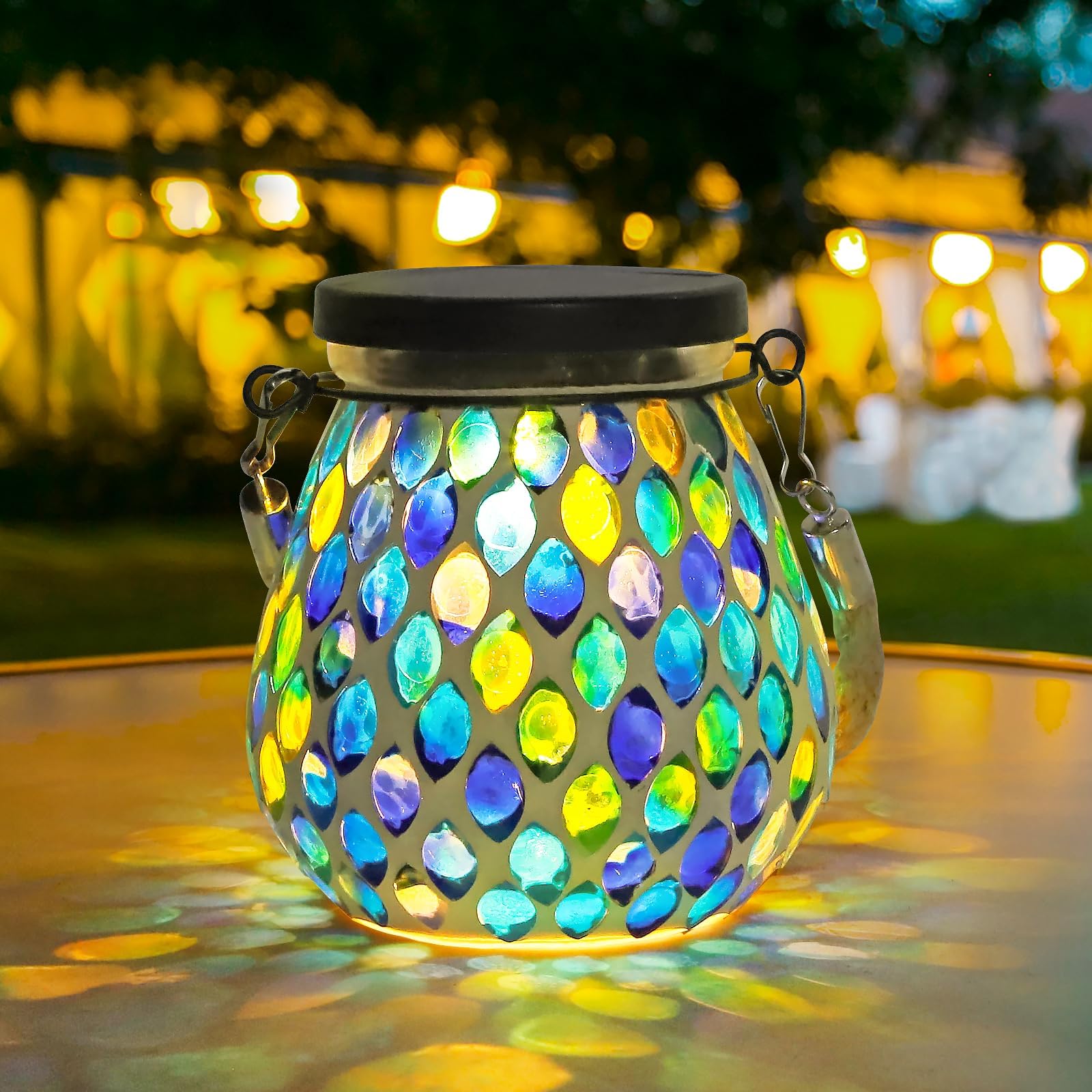 pearlstar Solar Lights Outdoor Garden Vintage Metal Solar Light Table ...