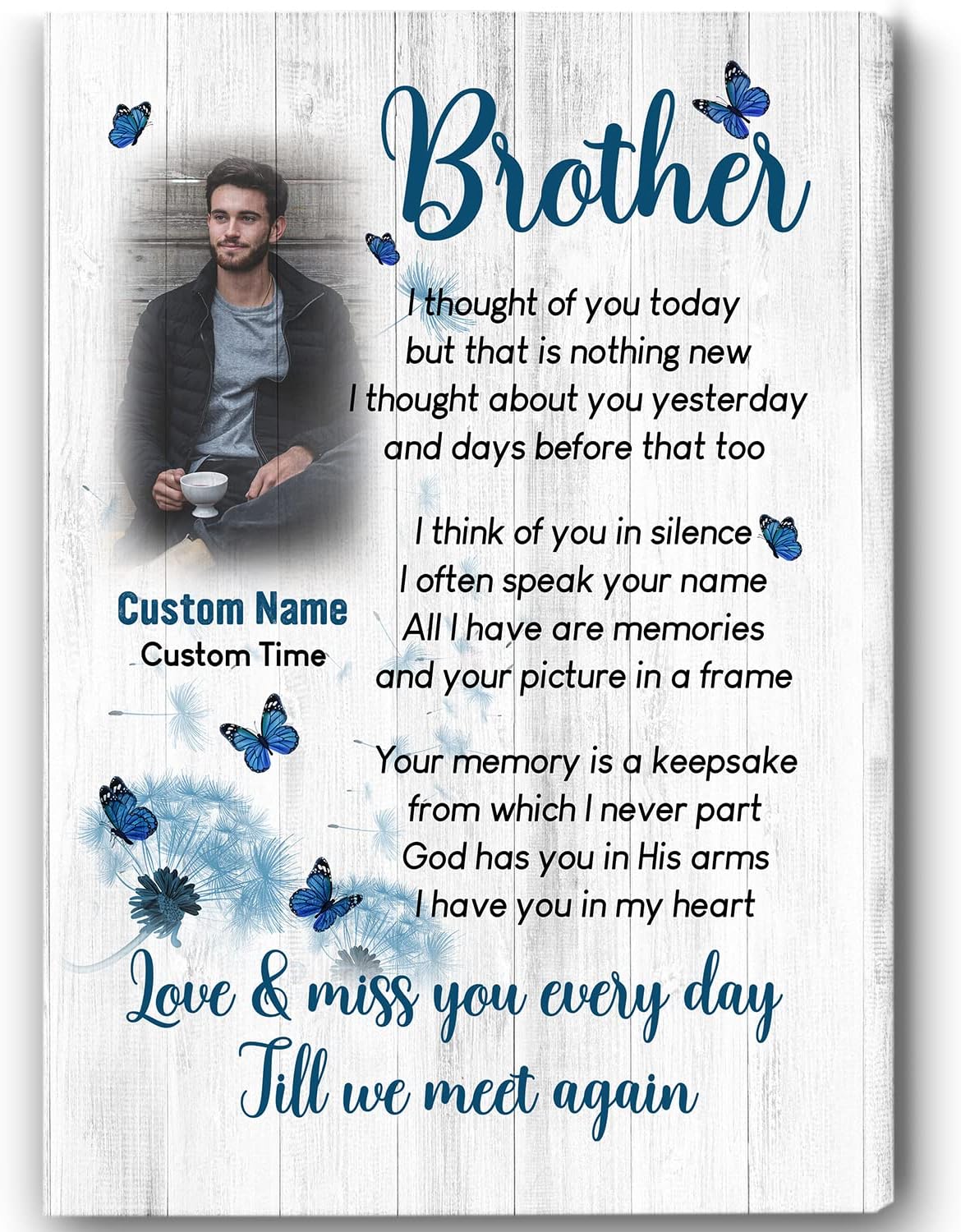 Amazon.com: INSPIAMZUE Brother Memorial Canvas, Personalized Picture ...