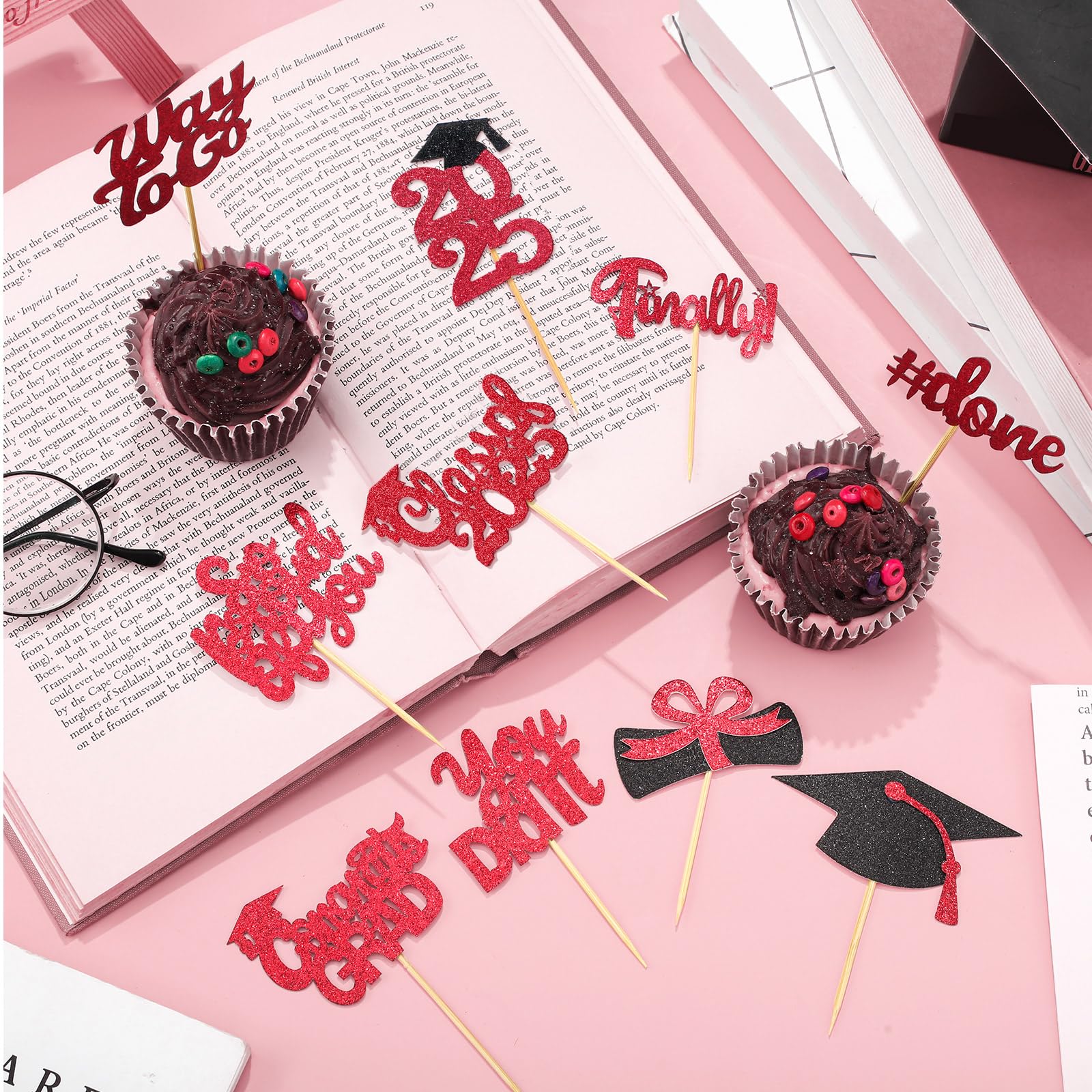 Snapklik.com : FoldTier 100 Pcs Graduation Cupcake Toppers Congrats ...