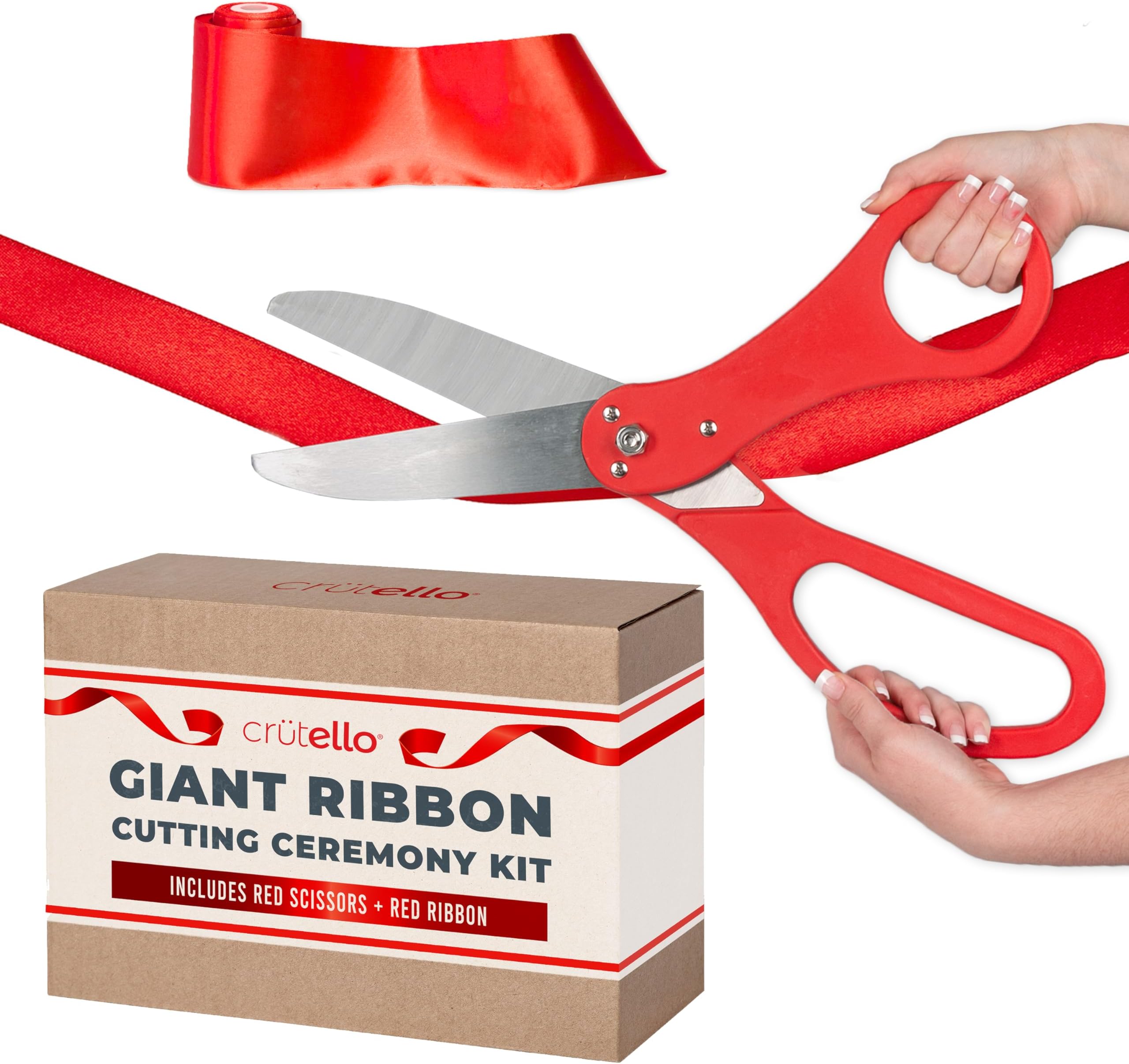 Amazon.com: Giant Ribbon Cutting Scissor Set with Red Satin Ribbon ...