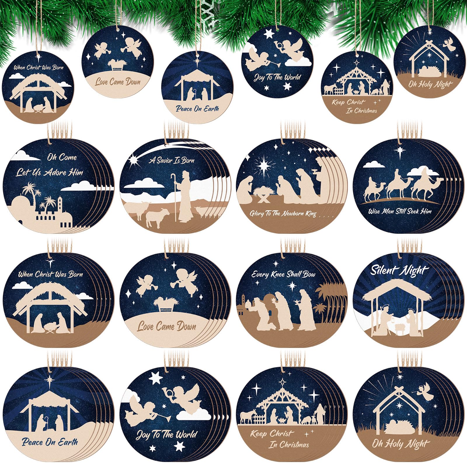 Snapklik.com : Soaoo 60 Pcs Nativity Scene Christmas Tree Ornament ...