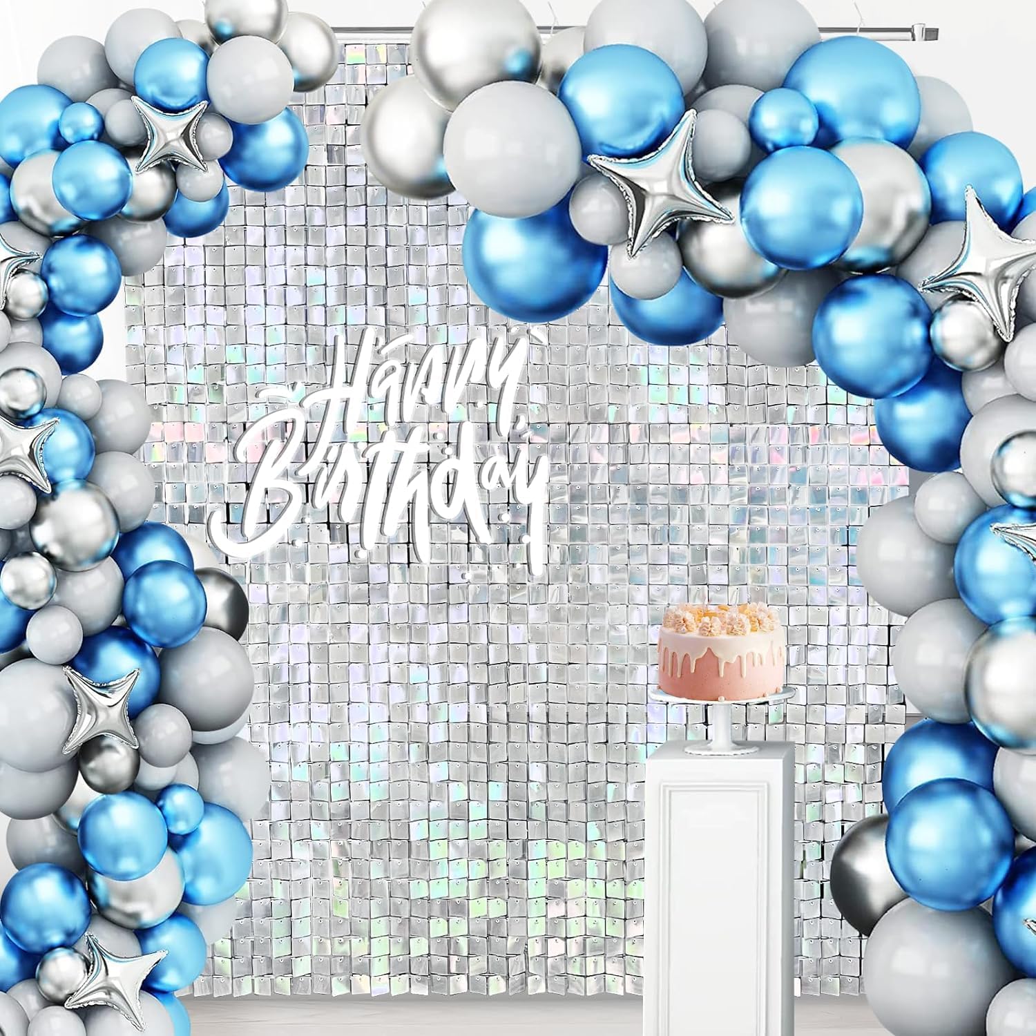 Amazon.com : EMART Silver Shimmer Wall Backdrop Sequin Panels Photo ...