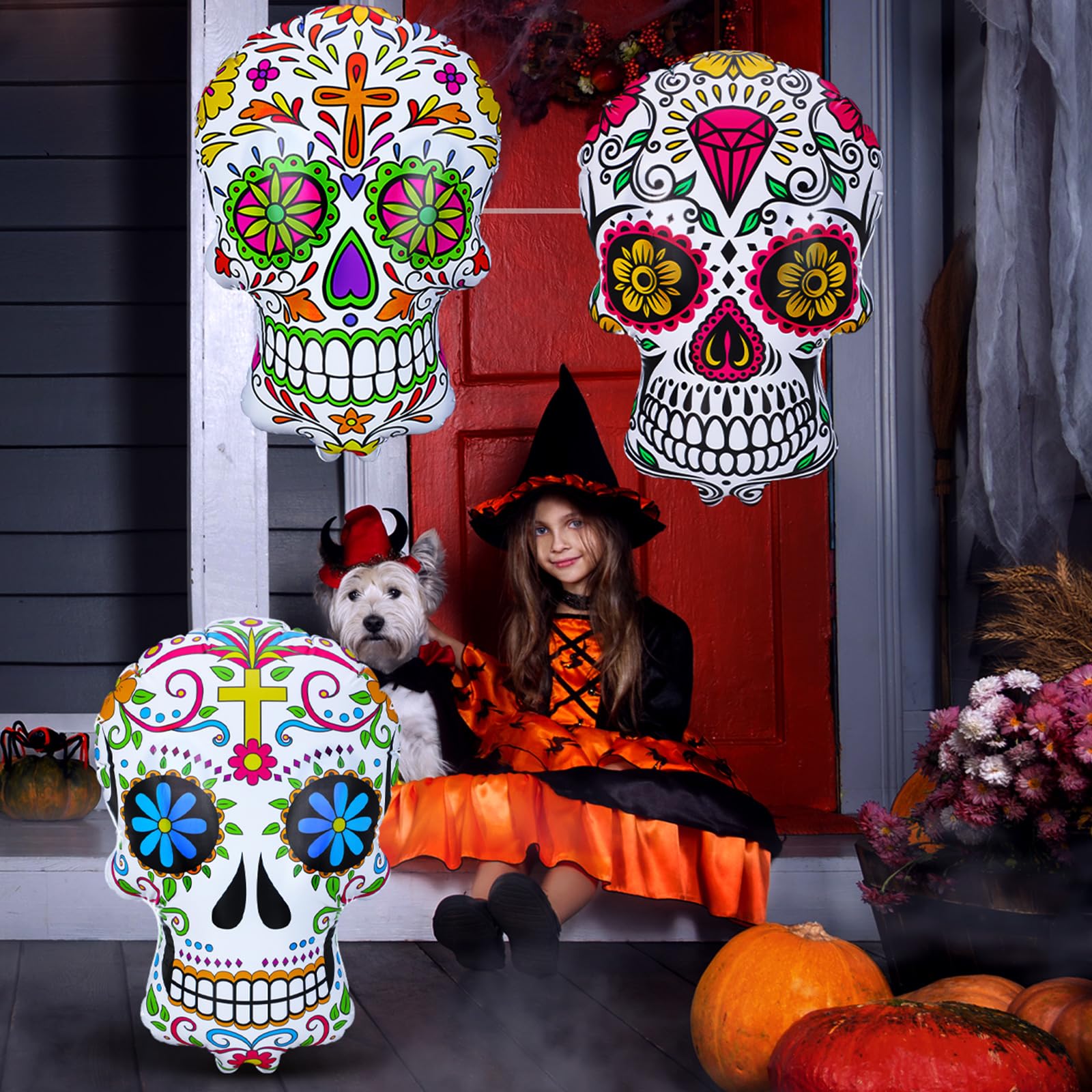 Snapklik.com : 6 Pcs 24 Inch Inflatables Sugar Skull Decorations Blow ...