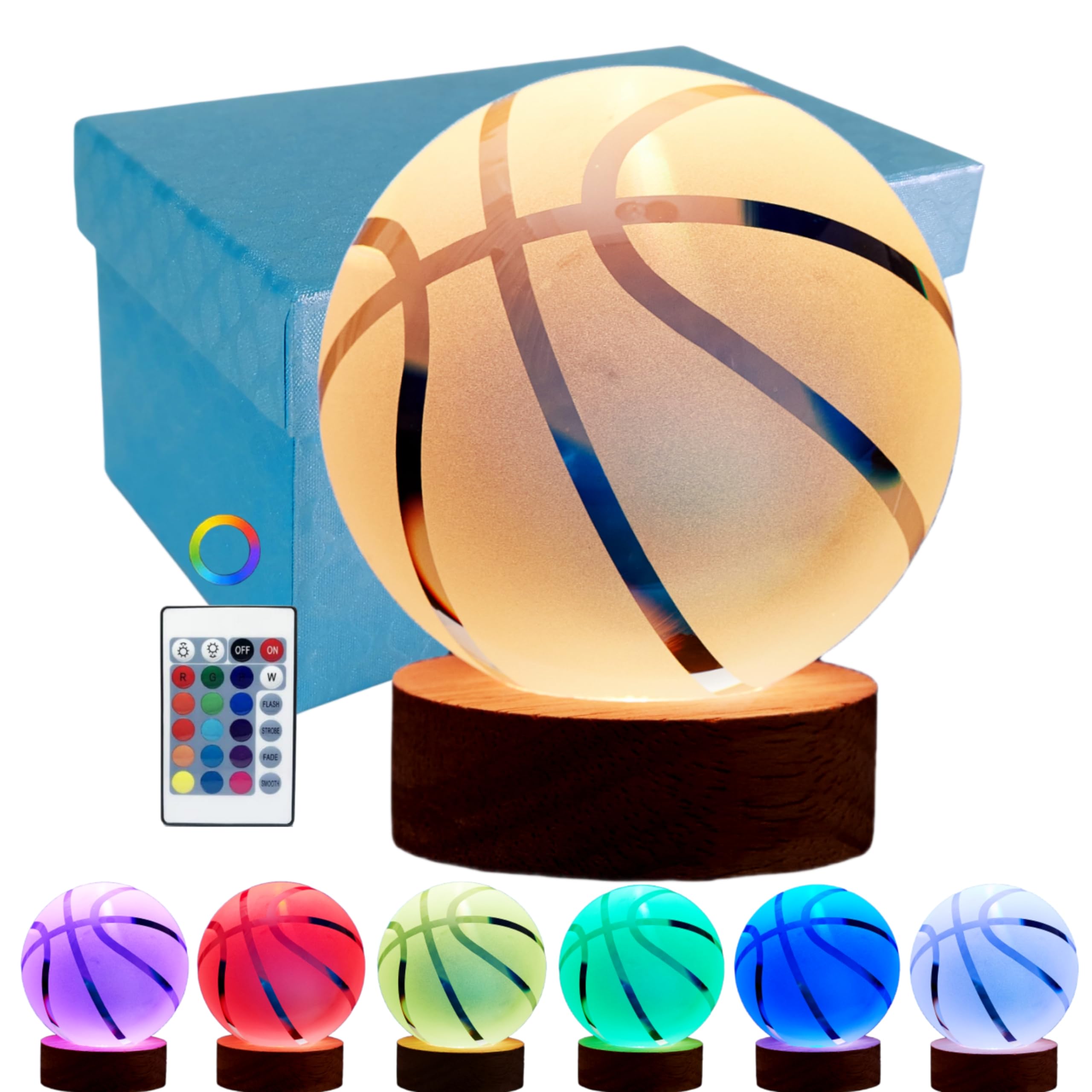 DIGFPWT Basketball Crystal Ball Night Light, 3.15 Inch 3D Basketball ...