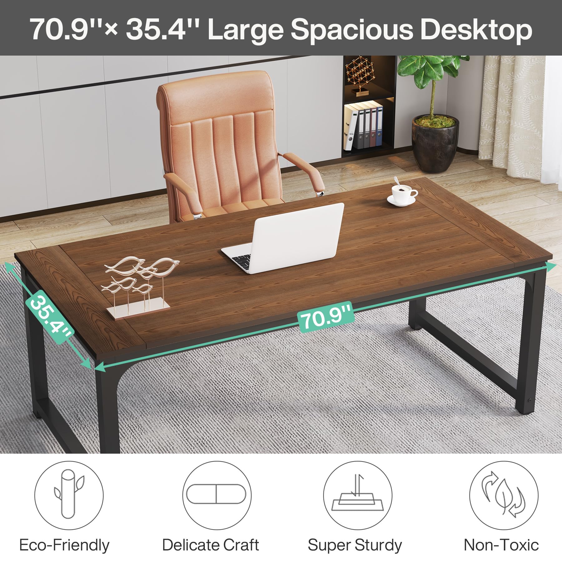 Snapklik.com : Modern Computer Desk, 70.8 X 35.4 Inch Large Executive ...