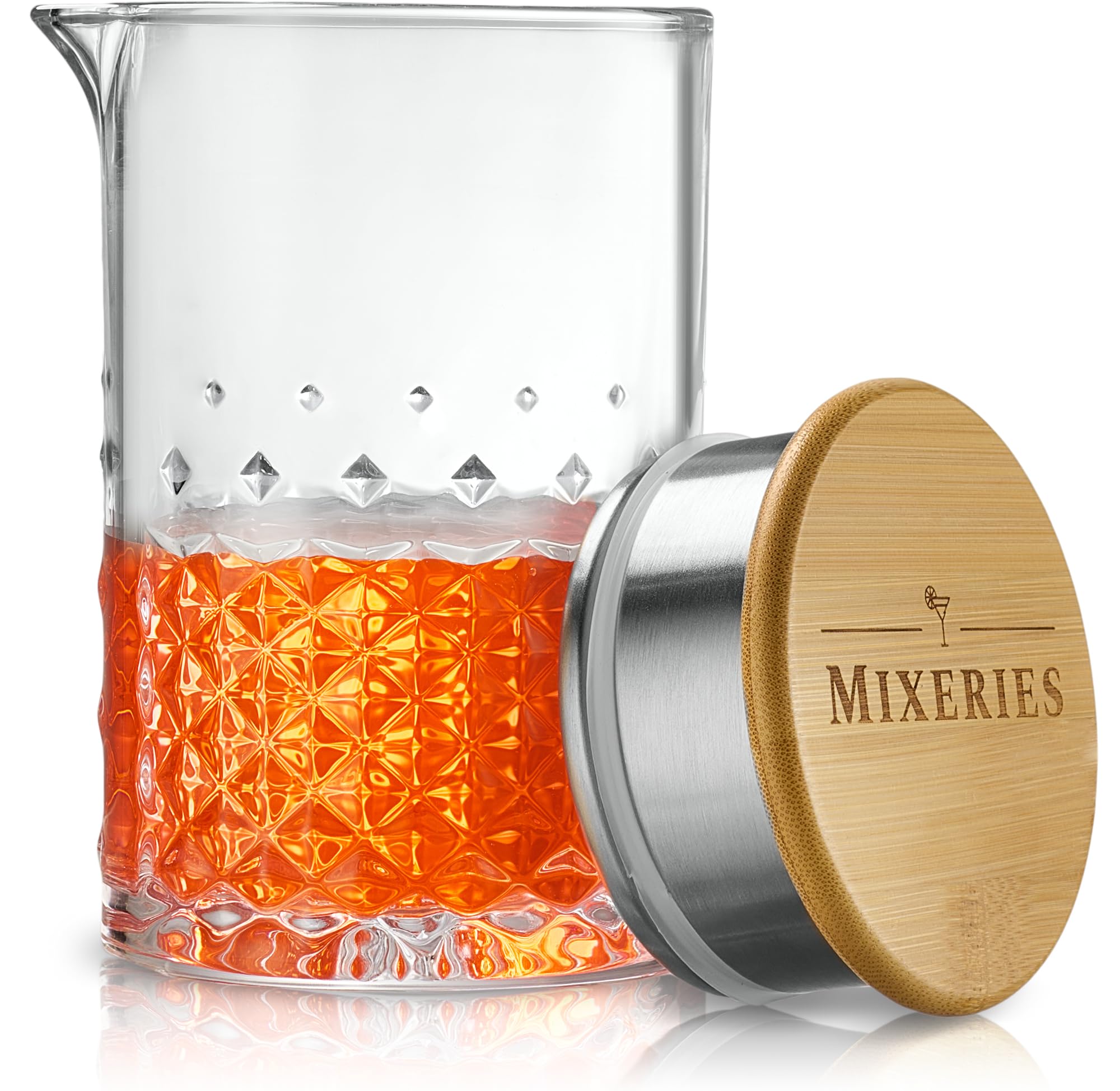 Amazon.com: Crystal Cocktail Mixing Glass - With Bamboo Lid - 22 Oz ...