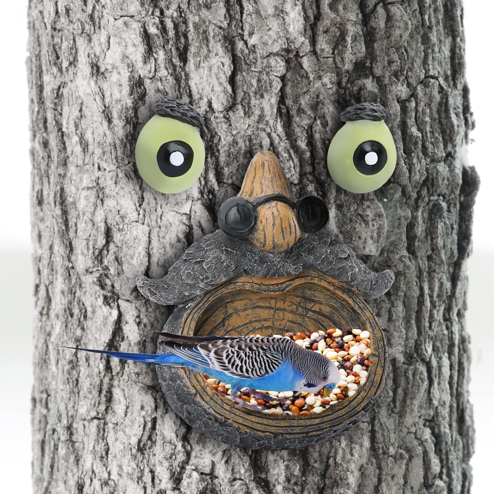 Buy KAKICLAY Tree Faces Decor Outdoor | Old Man with Glasses Tree Art ...