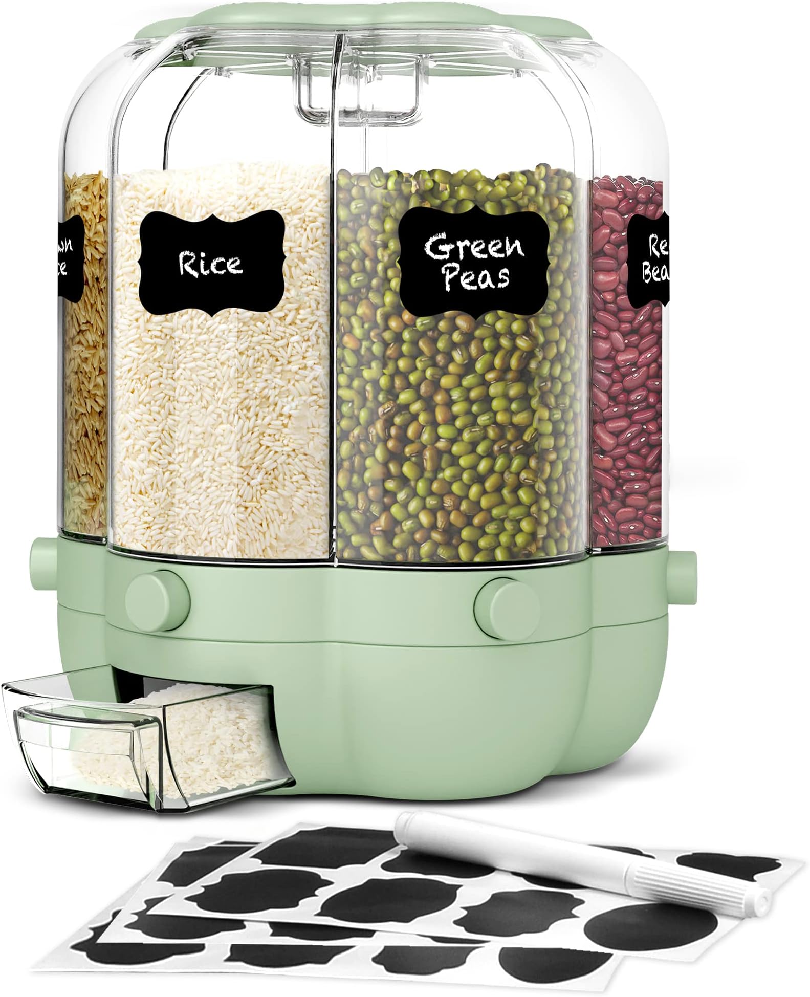 Amazon.com: TOPINCN Rice Dispenser, Rotating Dry Food Dispenser PP ...