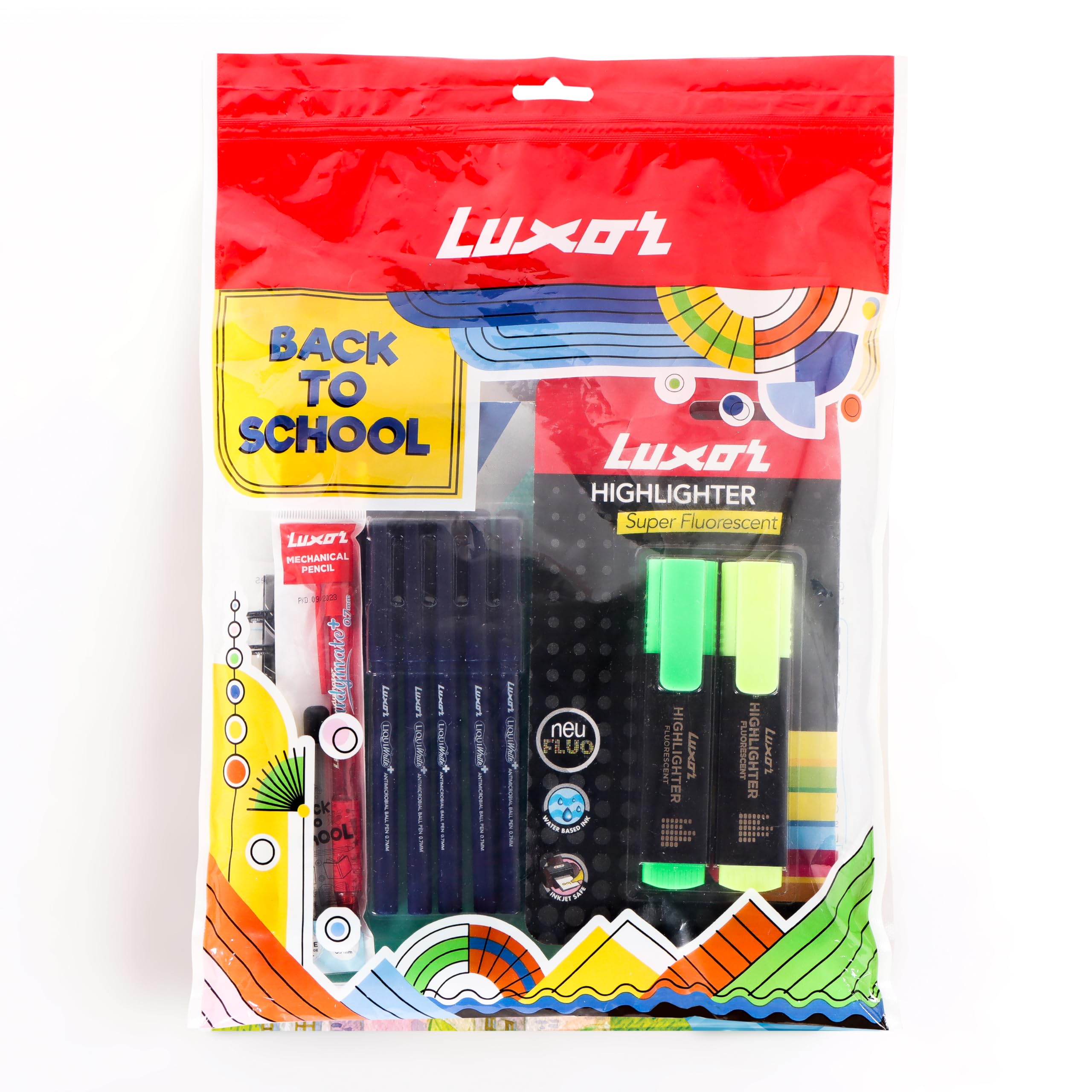 Luxor Back to School Kit - A Durable Geometry Box, Smooth Ball Pens, Mechanical Pencil, Sturdy ...