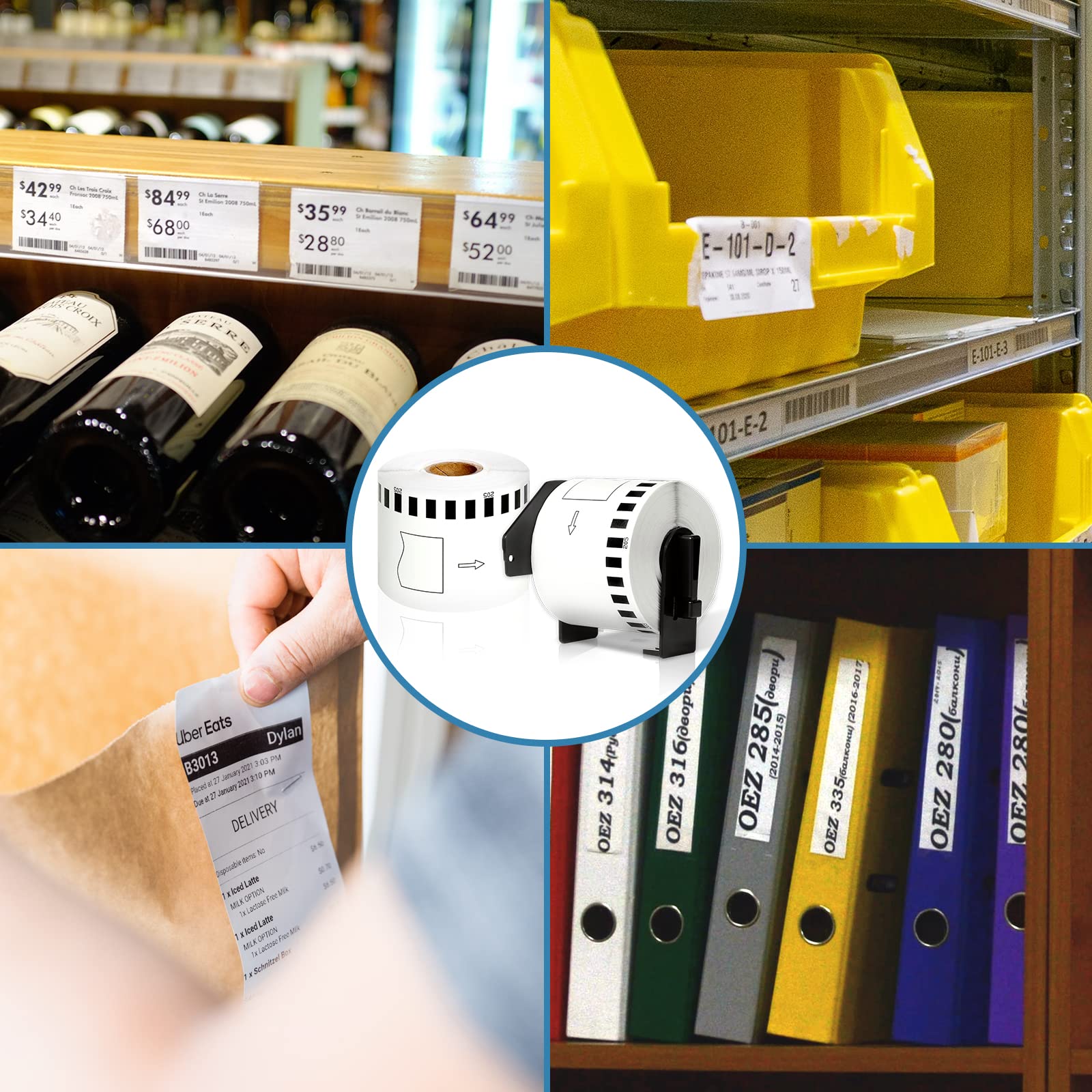 Label Printer EnKo Continuous Paper Labels 2.4x100 Feet - 6 Rolls With ...