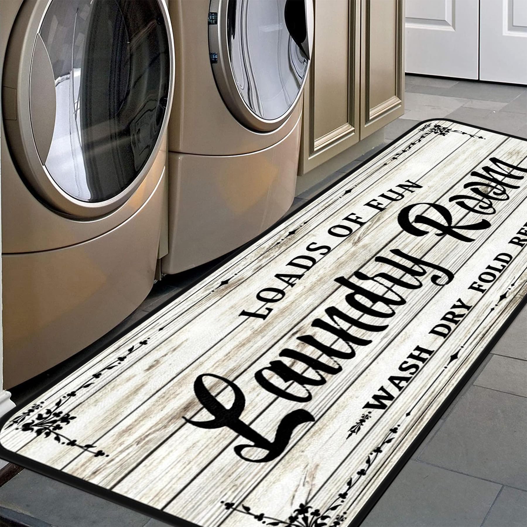 Amazon.com: White-1 Farmhouse Laundry Room Rug Runner, Laundry Room Rug ...