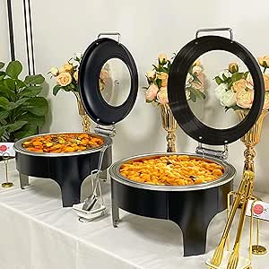 Amazon.com: HONHPD 2 Pack 6.8 Qt Matte Black Chafing Dish Buffet Set with Big Visible Window ...