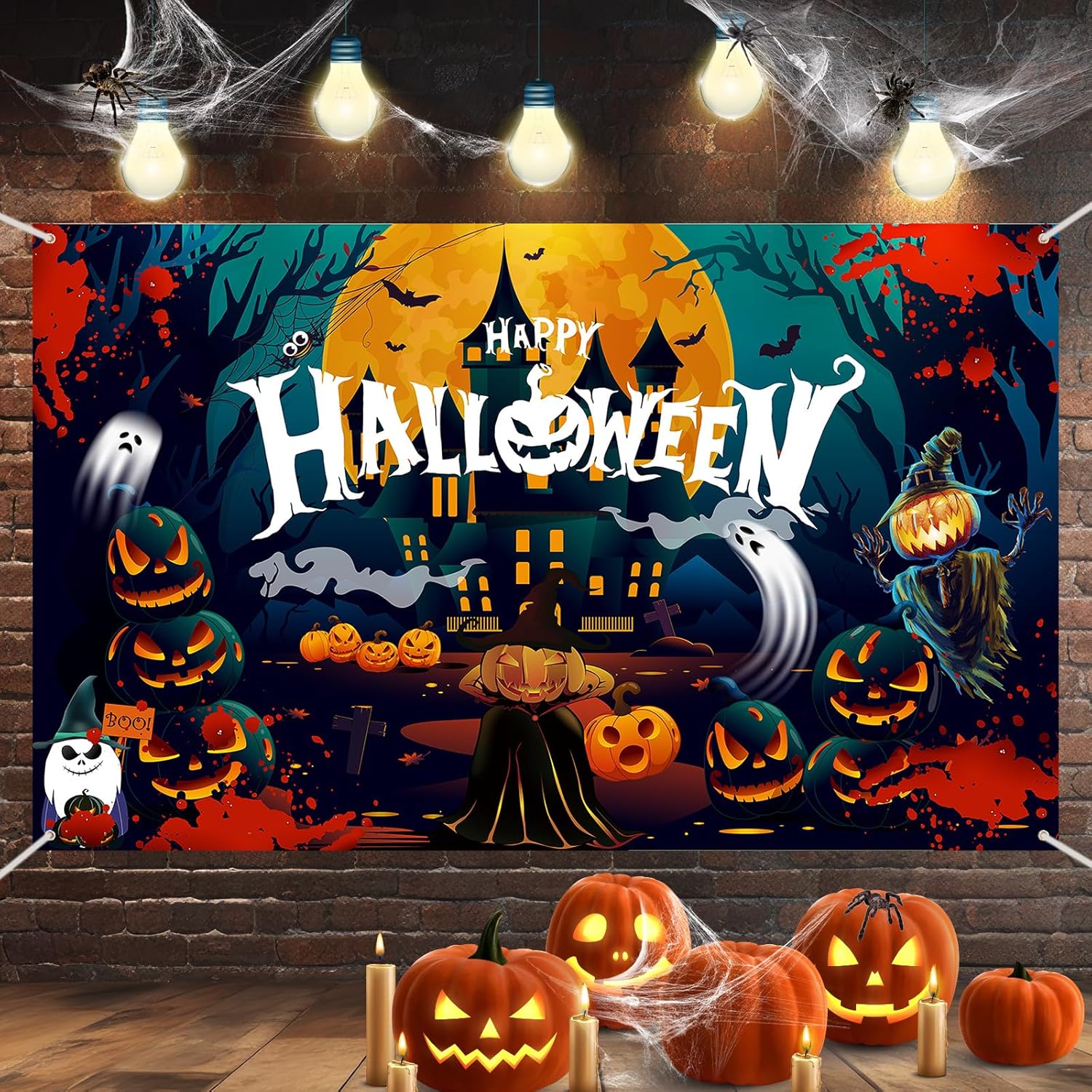 Amazon.com: Happy Halloween Banner, Halloween Party Decorations, Large ...