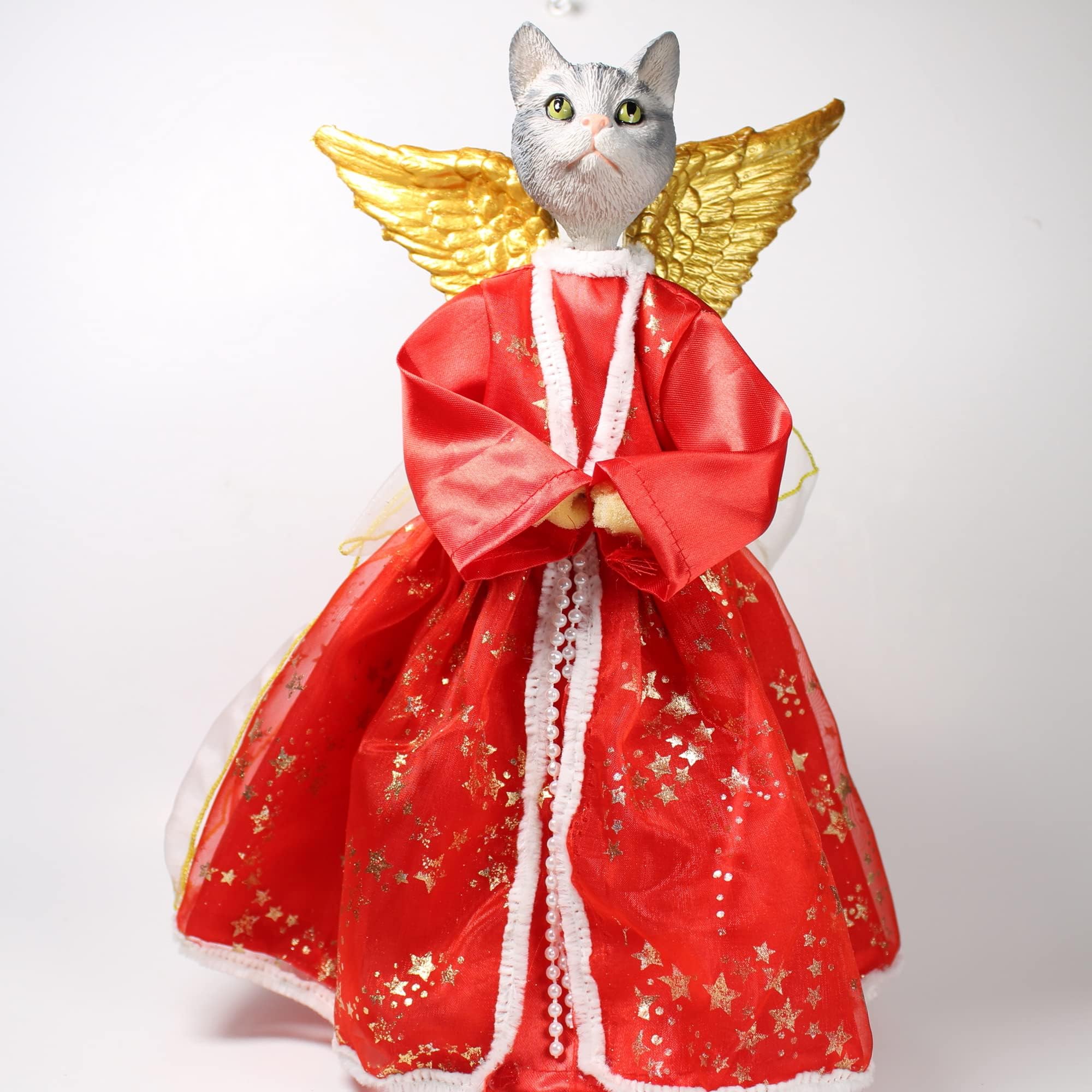 Amazon.com: Silver Shorthair Tabby Cat Christmas Tree Topper : Home ...