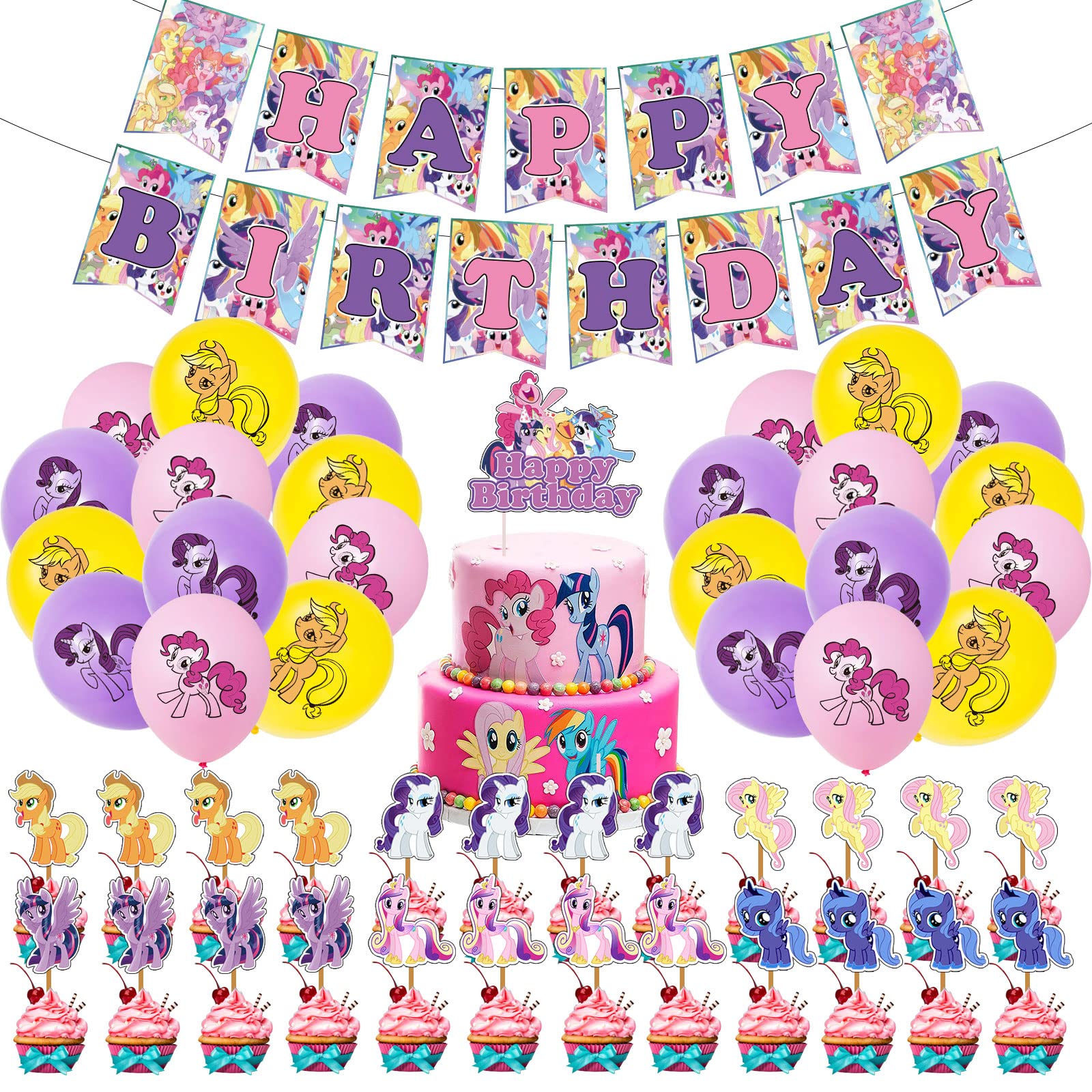Buy 50Pcs My Little Pony Birthday Party Supplies for Kids, Includes ...